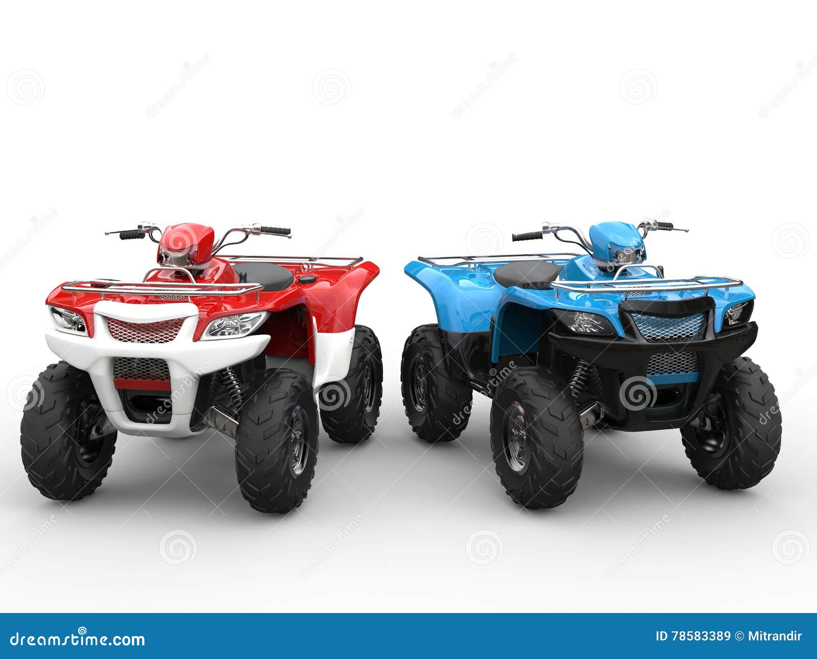 Red and Blue Quad Bikes Side by Side Stock Illustration - Illustration ...