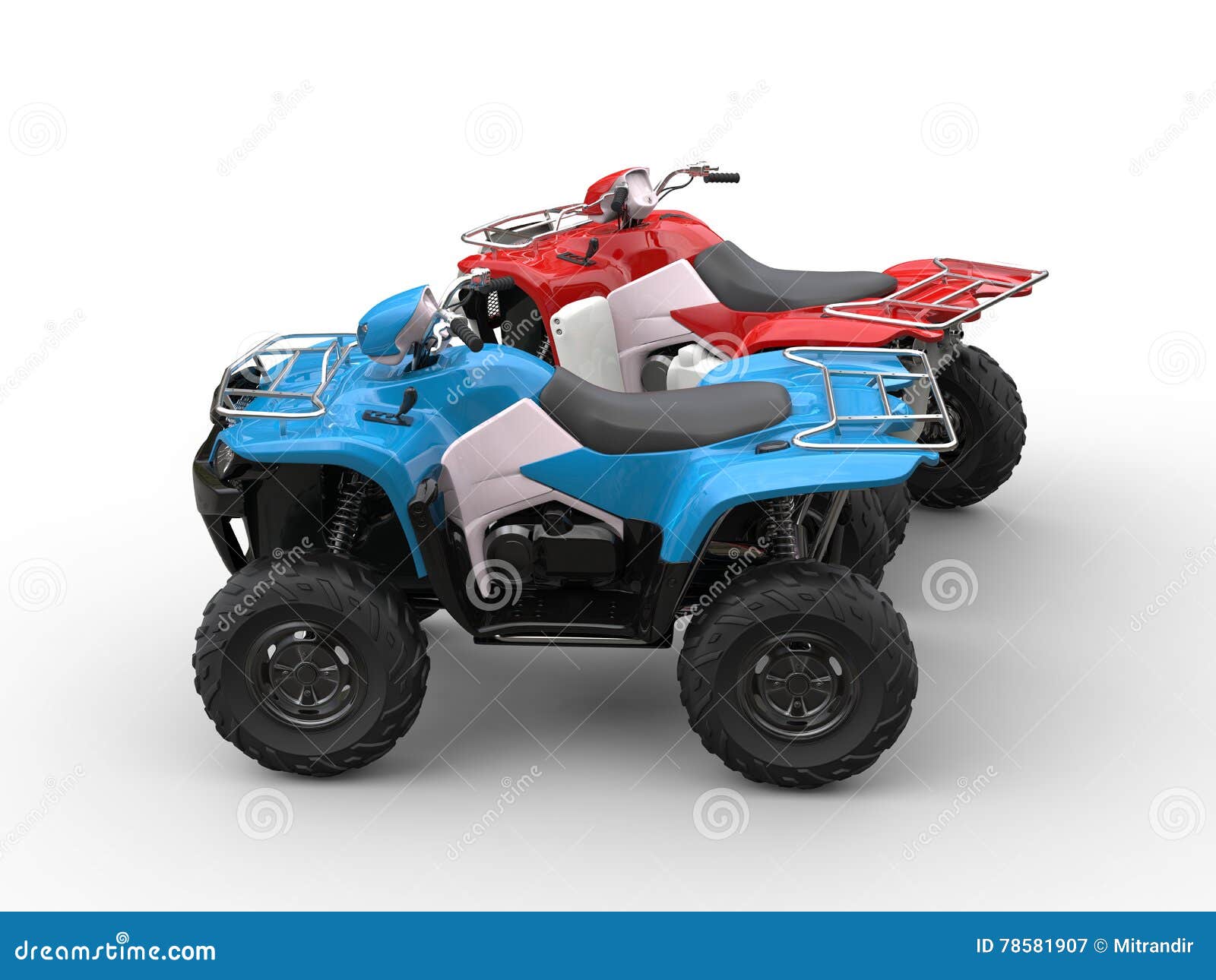 Red and Blue Quad Bikes - Side View Stock Illustration - Illustration ...