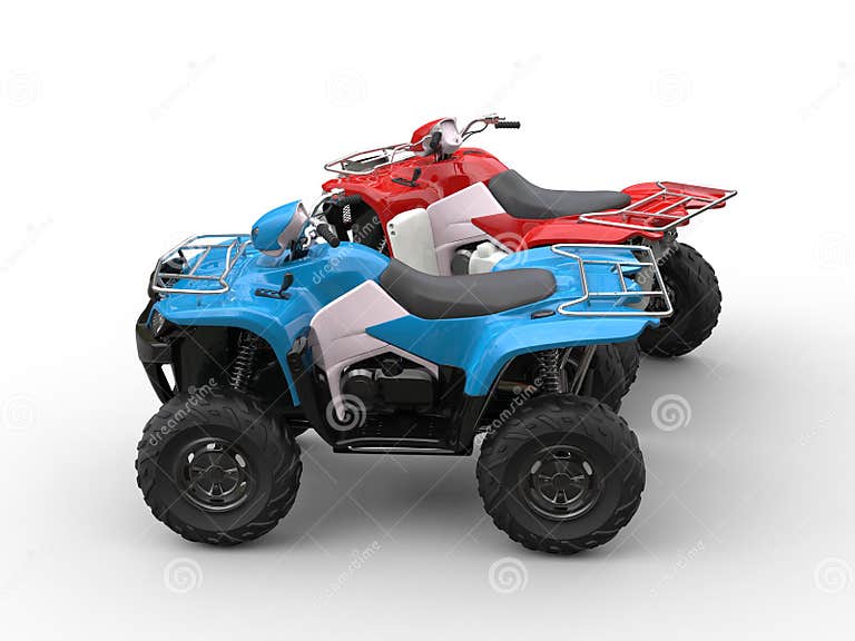 Red and Blue Quad Bikes - Side View Stock Illustration - Illustration ...