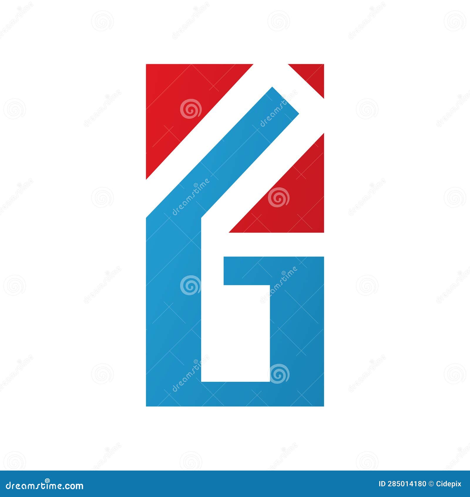 Red and Blue Rectangular Letter G or Number 6 Icon Stock Vector ...