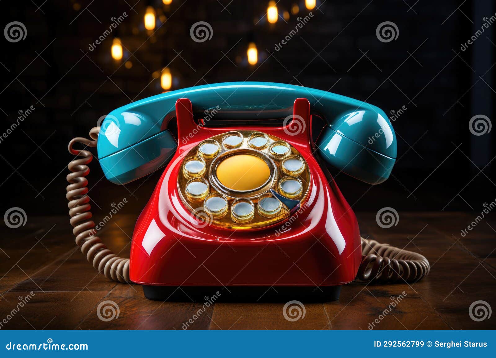 A Red and Blue Retro Disc Telephone, AI Stock Image - Image of ...
