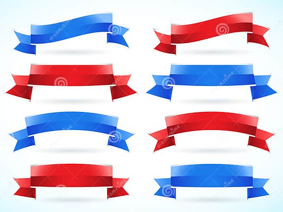 Red and blue ribbon set stock vector. Illustration of ribbon - 41870633