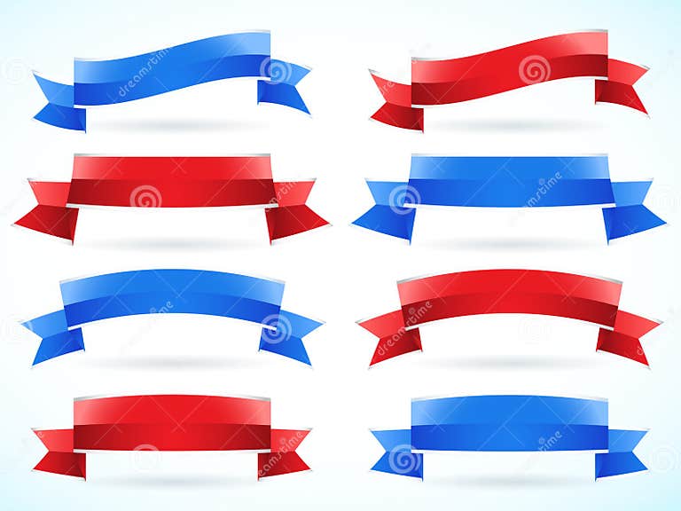 Red and blue ribbon set stock vector. Illustration of ribbon - 41870633