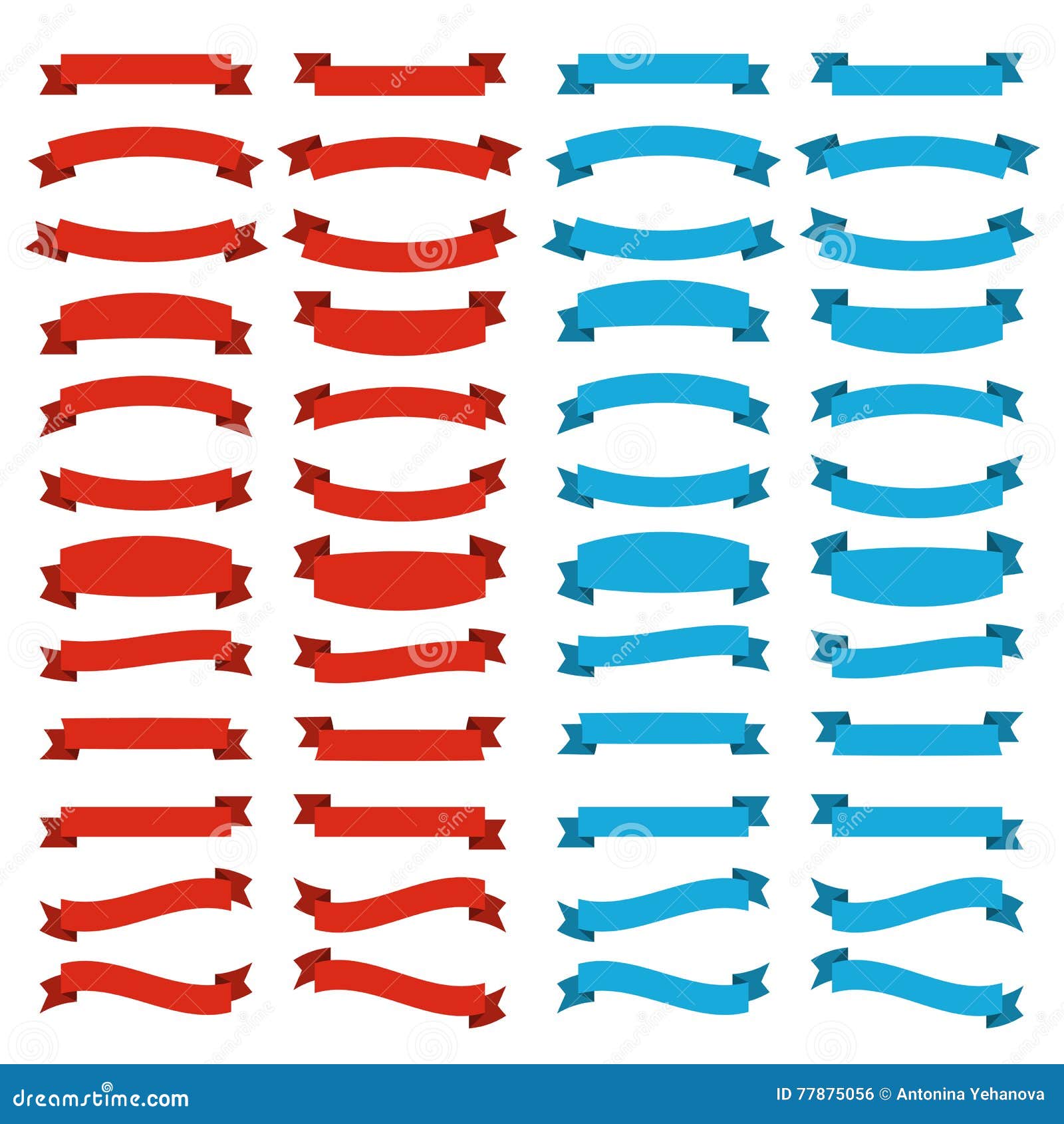 Red and blue ribbons. stock vector. Illustration of drawing - 77875056