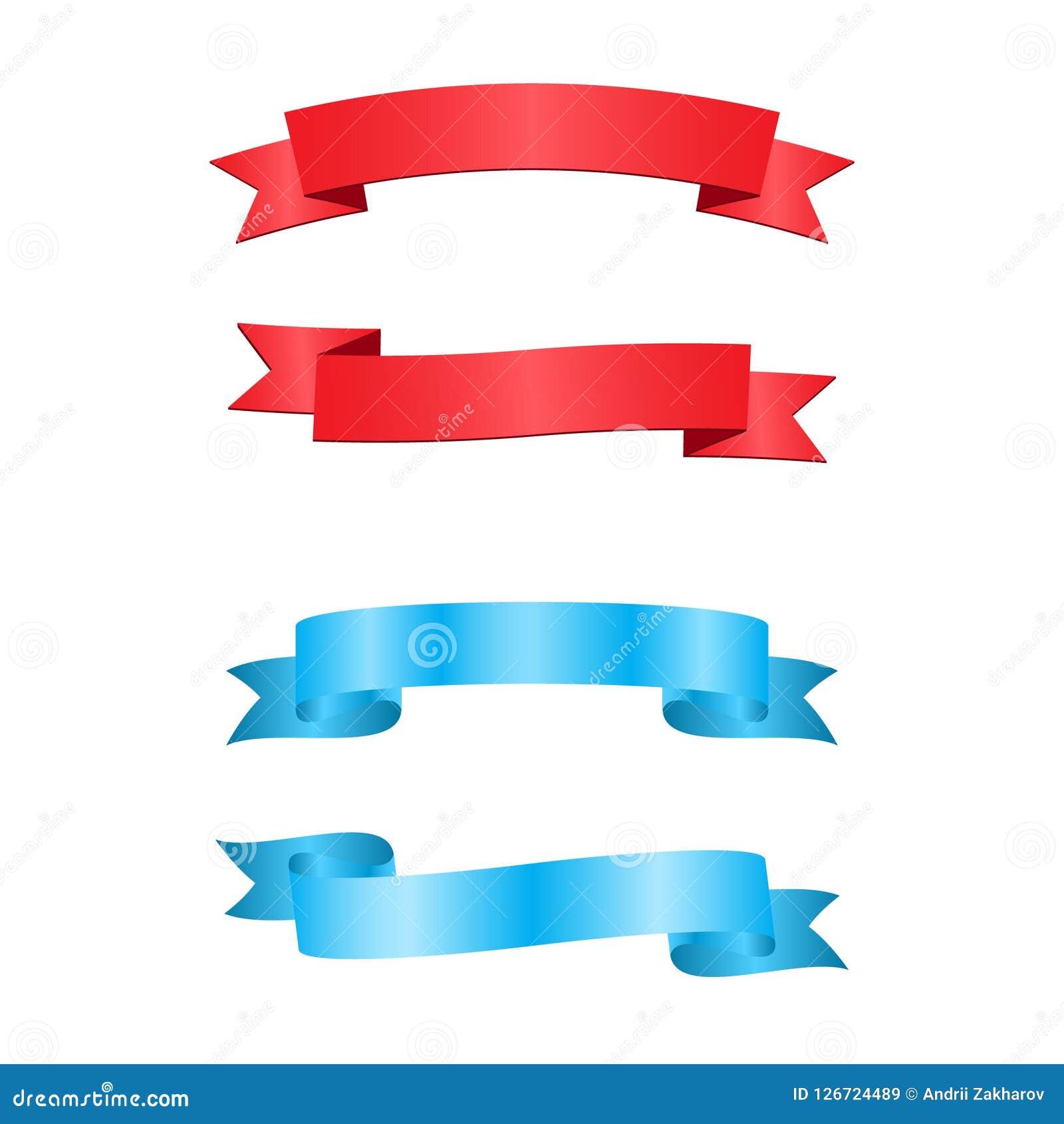 Red and blue ribbons stock vector. Illustration of decoration - 126724489