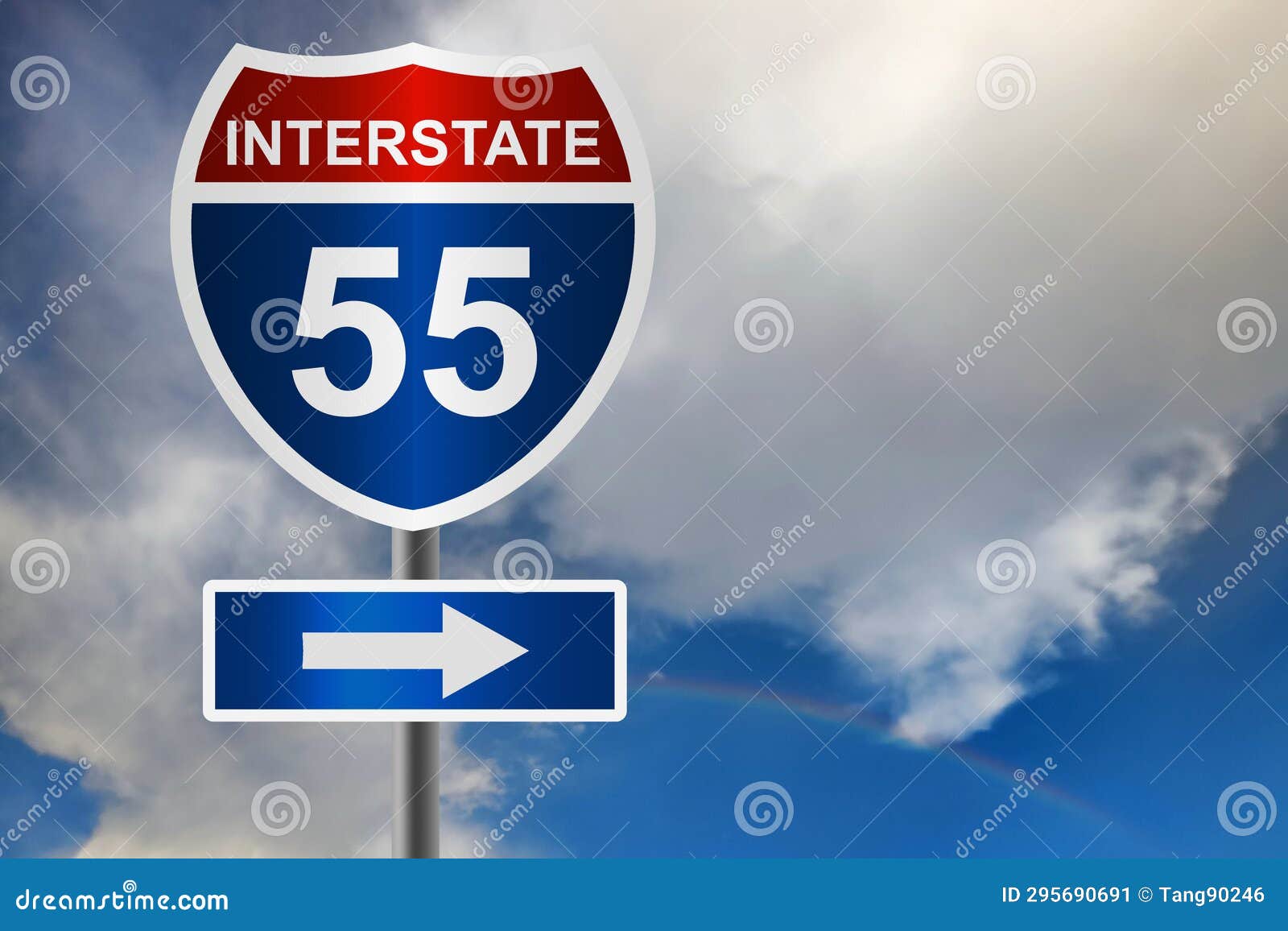 Red and Blue Road Sign for Interstate 55 Highway Stock Illustration ...