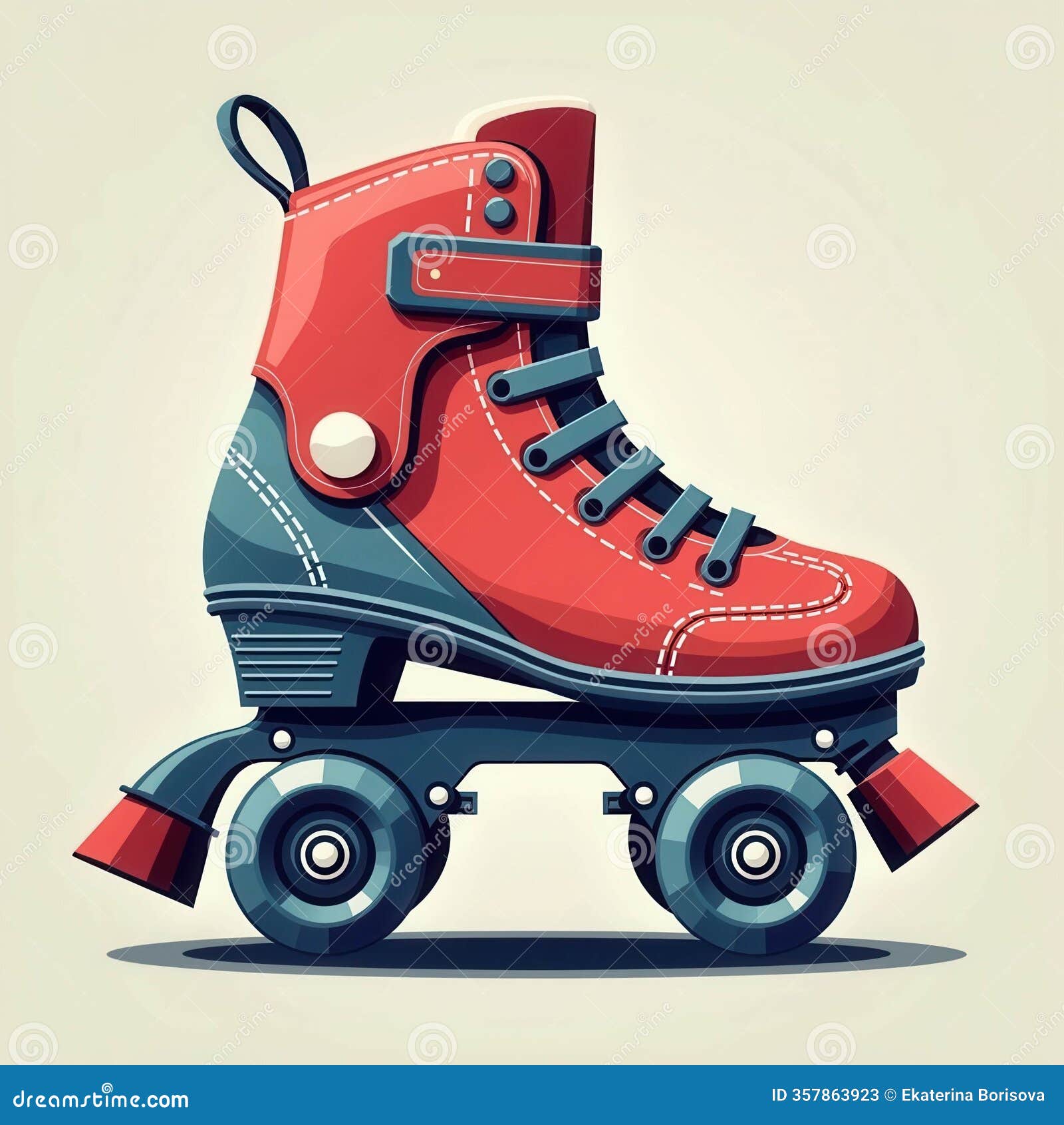 A Red and Blue Roller Skate with a Blue Wheel Stock Illustration ...
