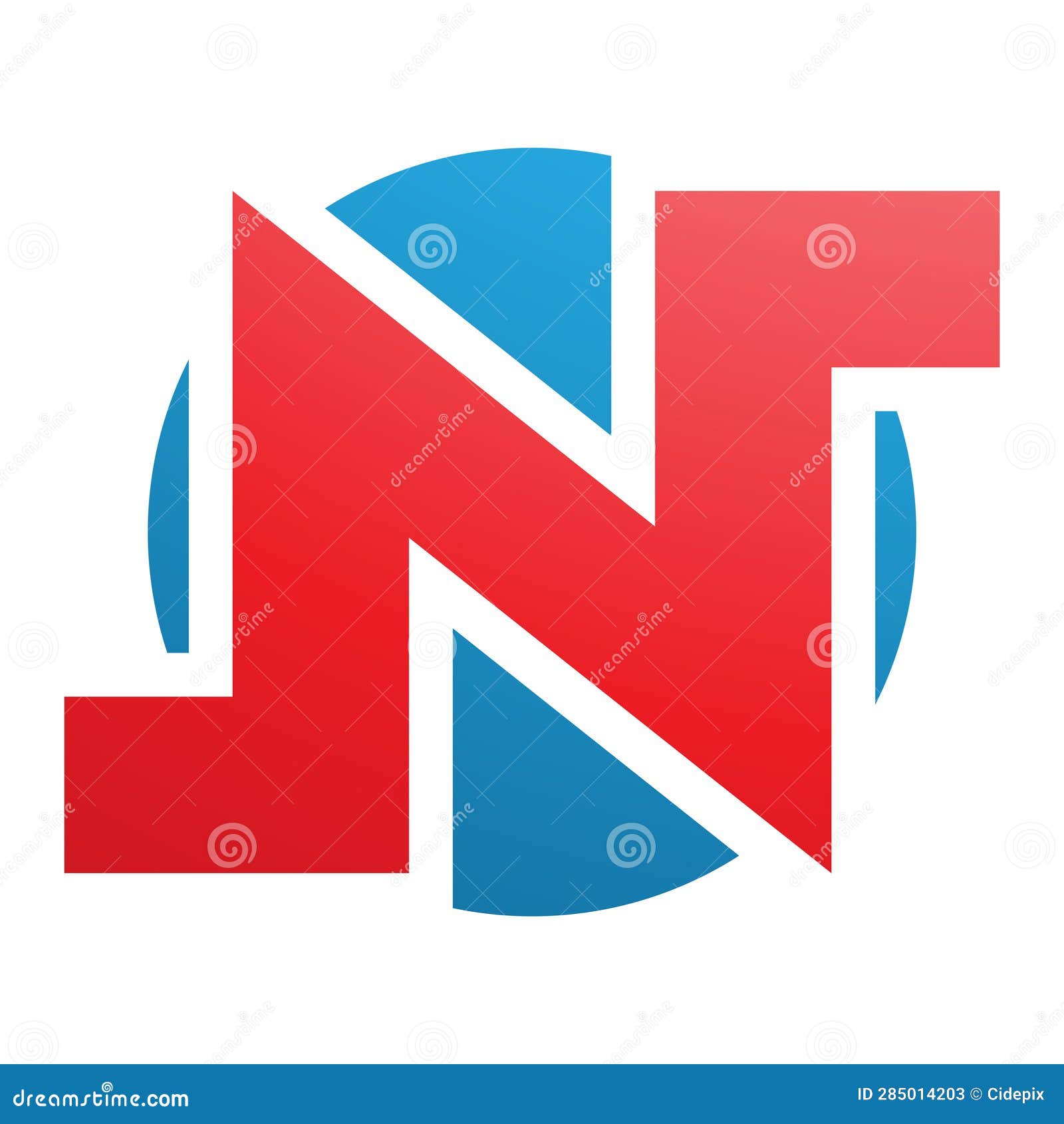 Red and Blue Round Bold Letter N Icon Stock Vector - Illustration of ...