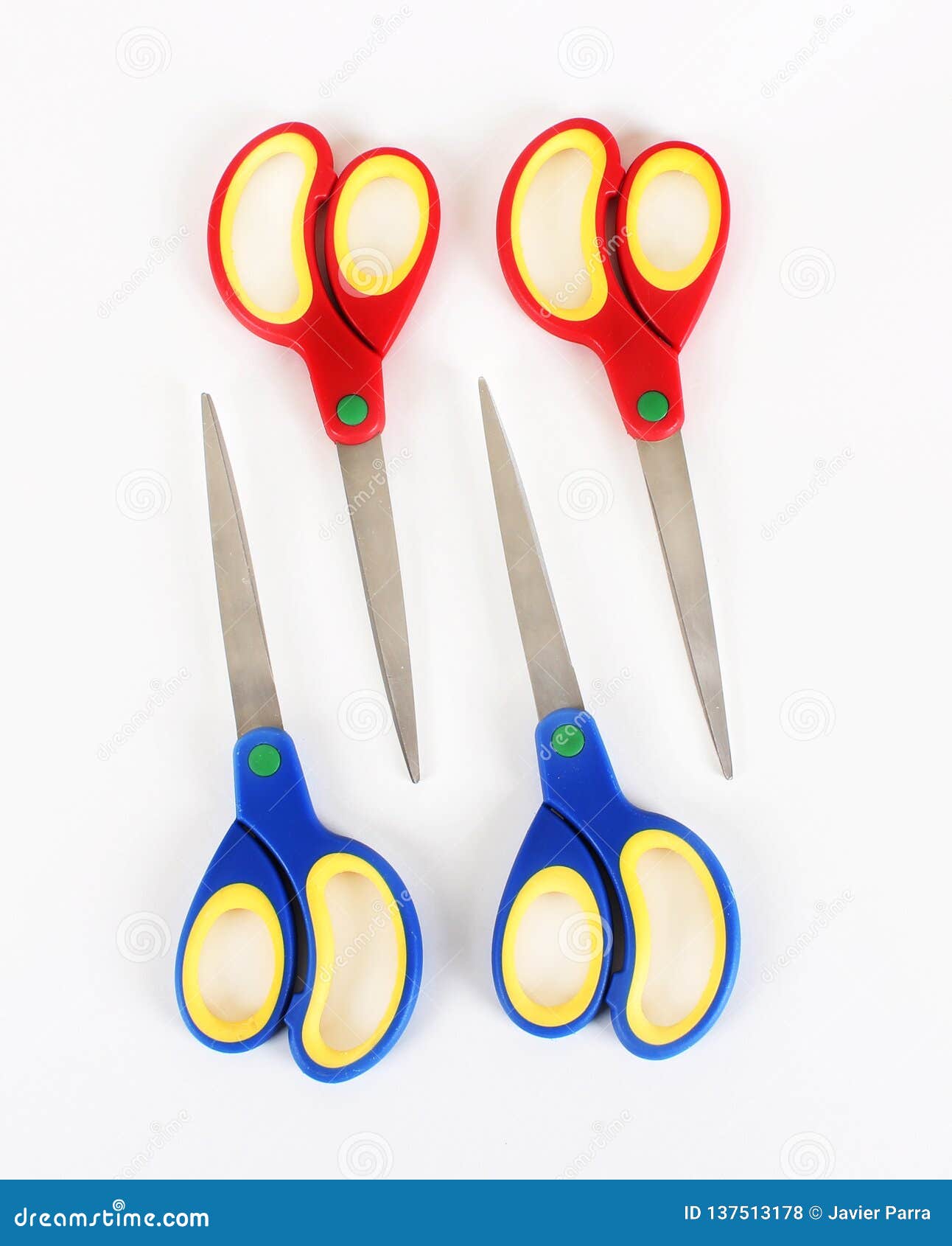 Red and blue Scissors stock photo. Image of plastic - 137513178