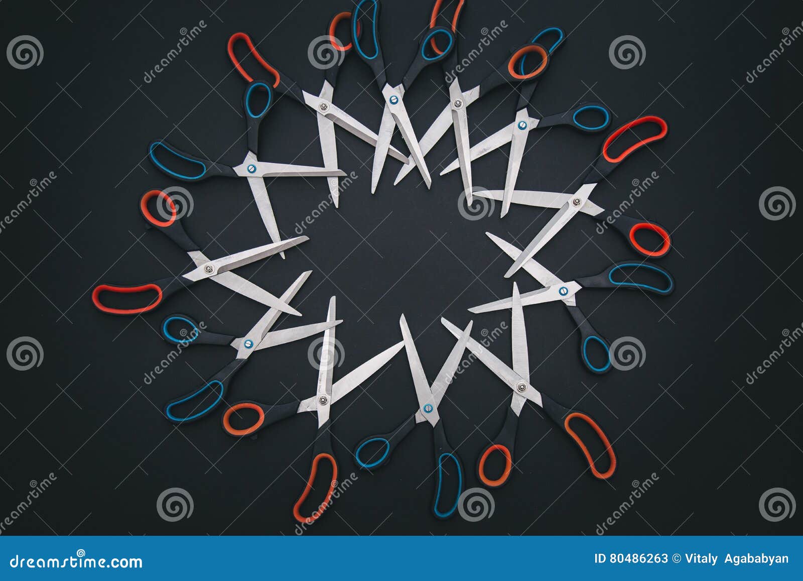 Red and Blue Scissors are on Table Stock Image - Image of concept ...