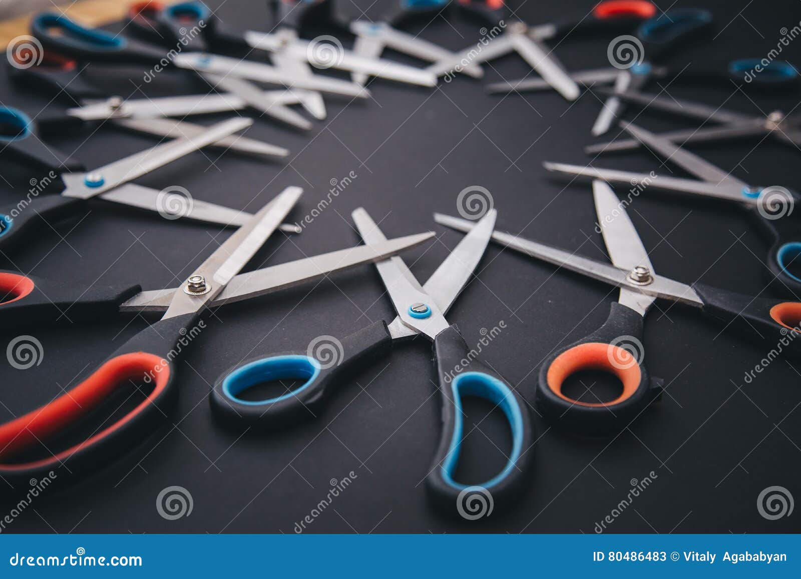 Red and Blue Scissors are on Table Stock Image - Image of concept ...