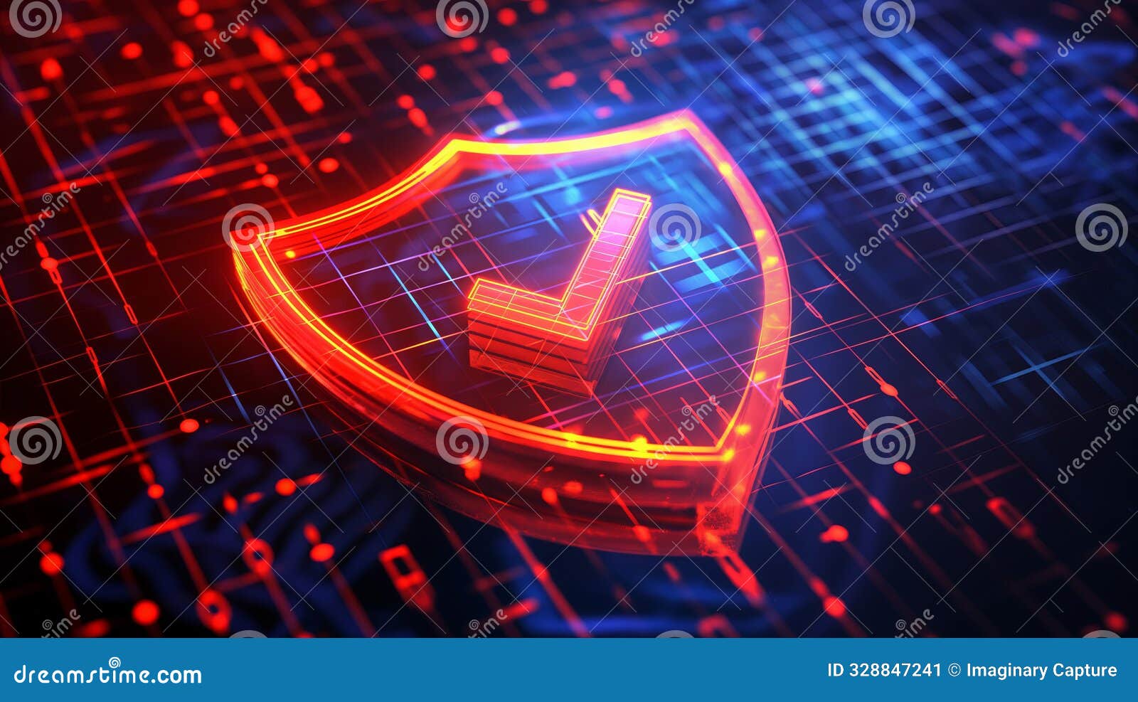 A Red and Blue Shield with a Check Mark on it. Digital Security ...
