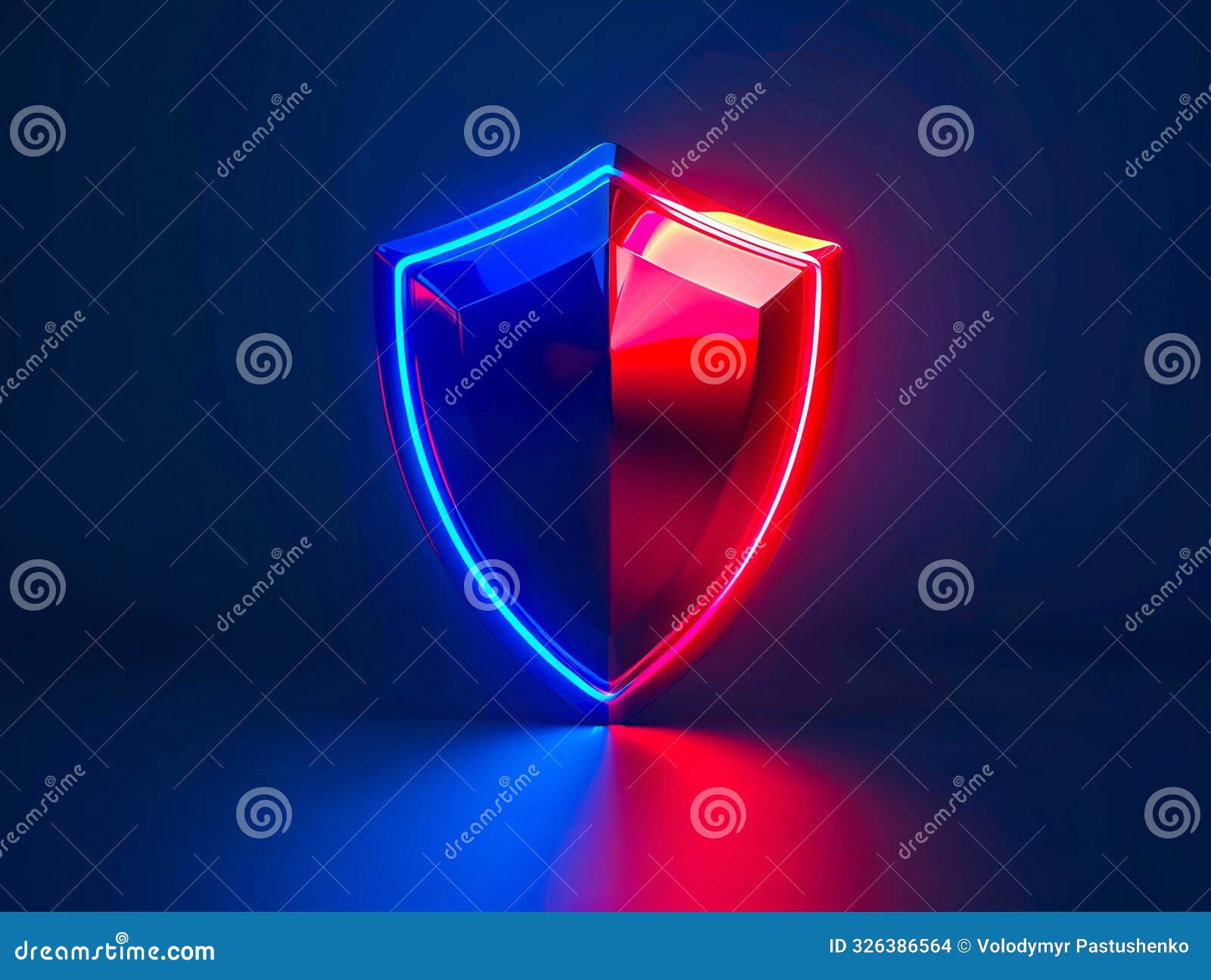 A Red and Blue Shield with Neon Lights Stock Photo - Image of shield ...