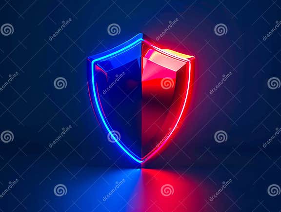 A Red and Blue Shield with Neon Lights Stock Photo - Image of shield ...