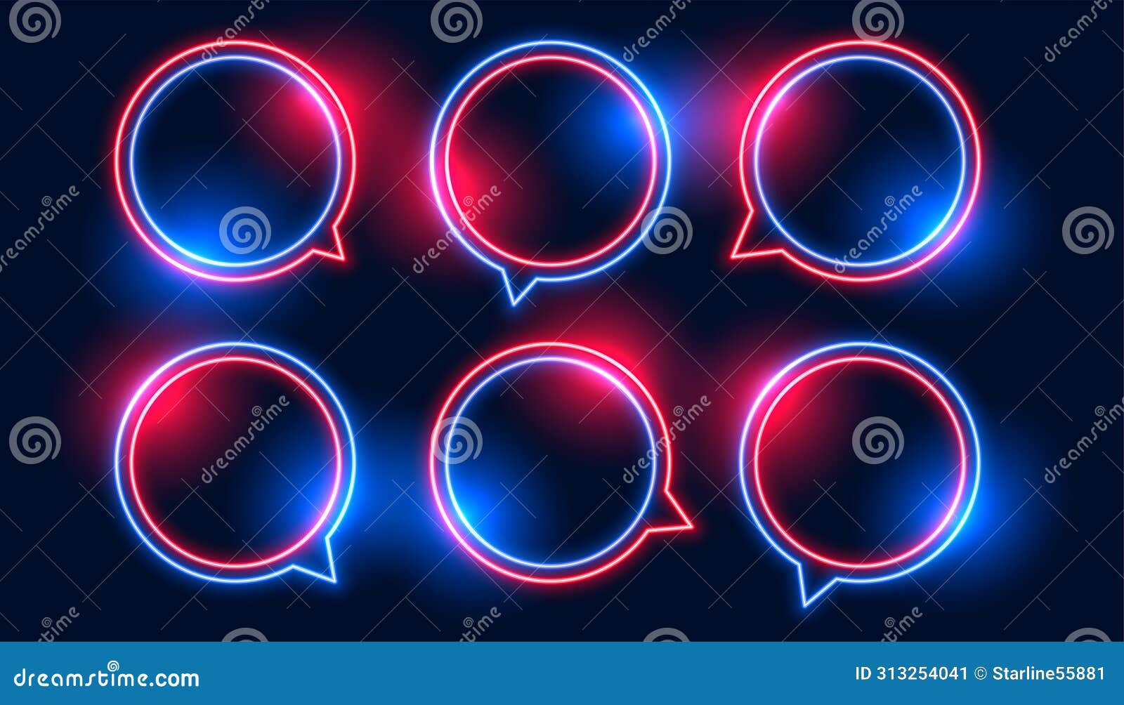 Red and Blue Shiny Laser Chat Box Frame in Line Style Stock Vector ...