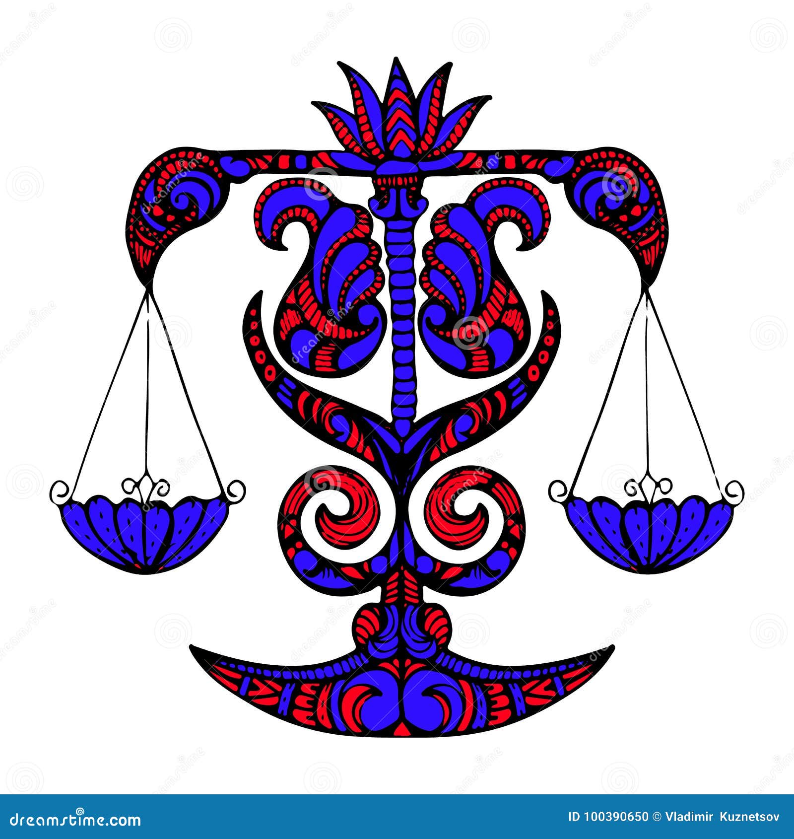 Red-blue Silhouette of a Libra, a Zodiac Sign on a White Background ...