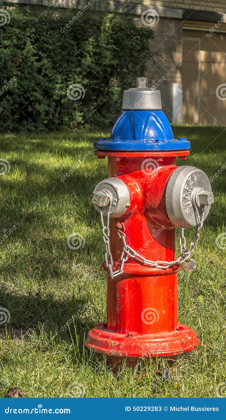 Red Blue And Silver Fire Hydrant Stock Image - Image of burn ...