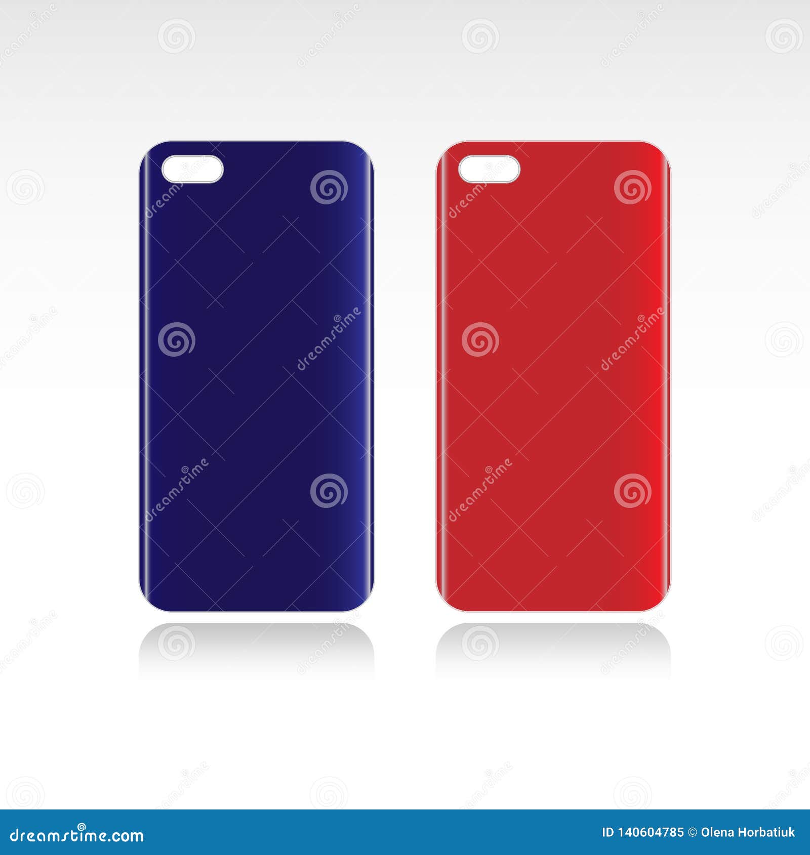 Red and Blue Smartphone Cases Isolated on White. Stock Vector ...