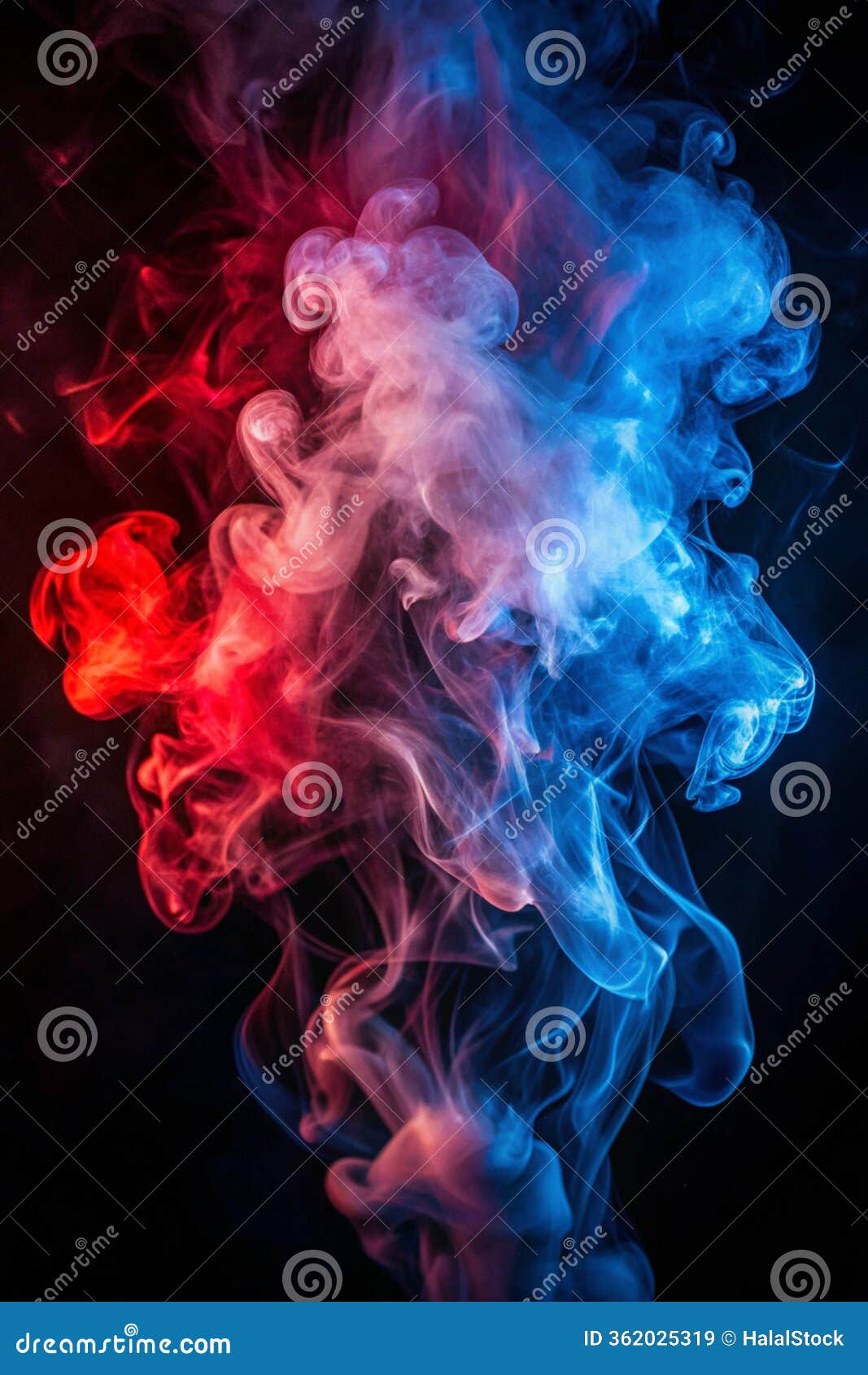 Red-Blue Smoke Effect on Black Background Stock Illustration ...