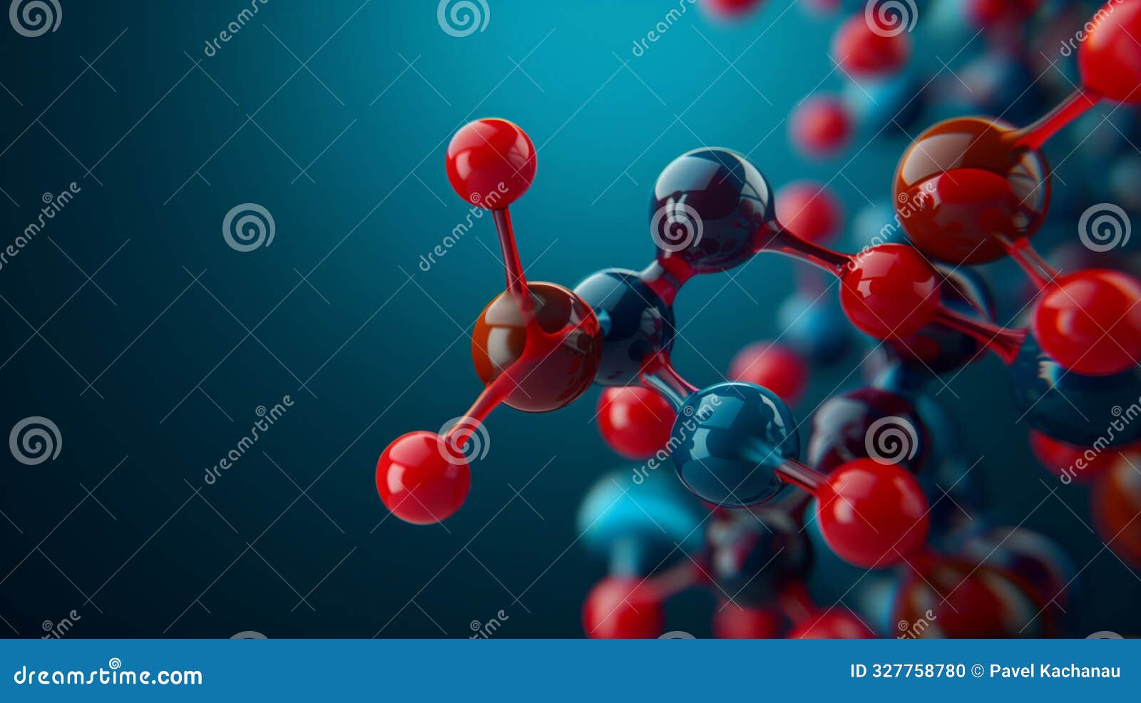 Red and Blue Spheres Connected by Thin Rods Form a Molecular Structure ...