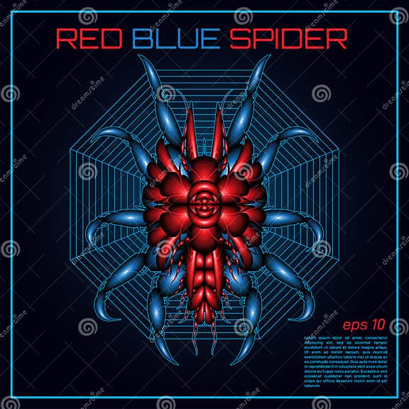 RED BLUE SPIDER stock vector. Illustration of color - 219252593