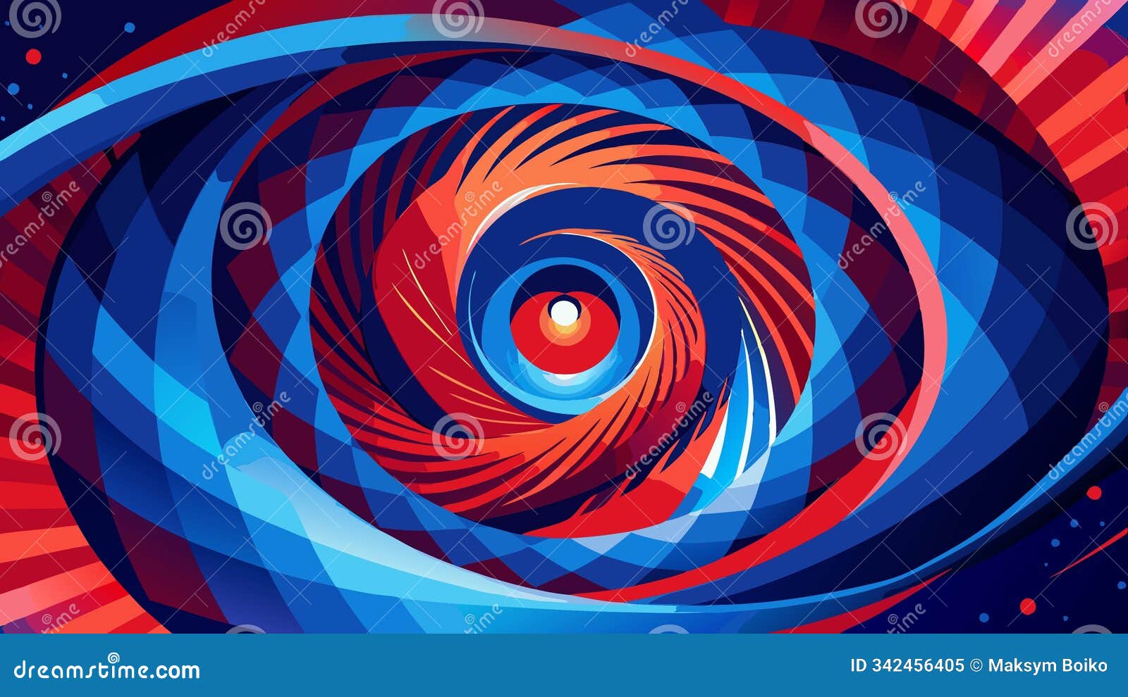 Red and Blue Spiral. Circle Orbit Rotation. Abstract Background with ...