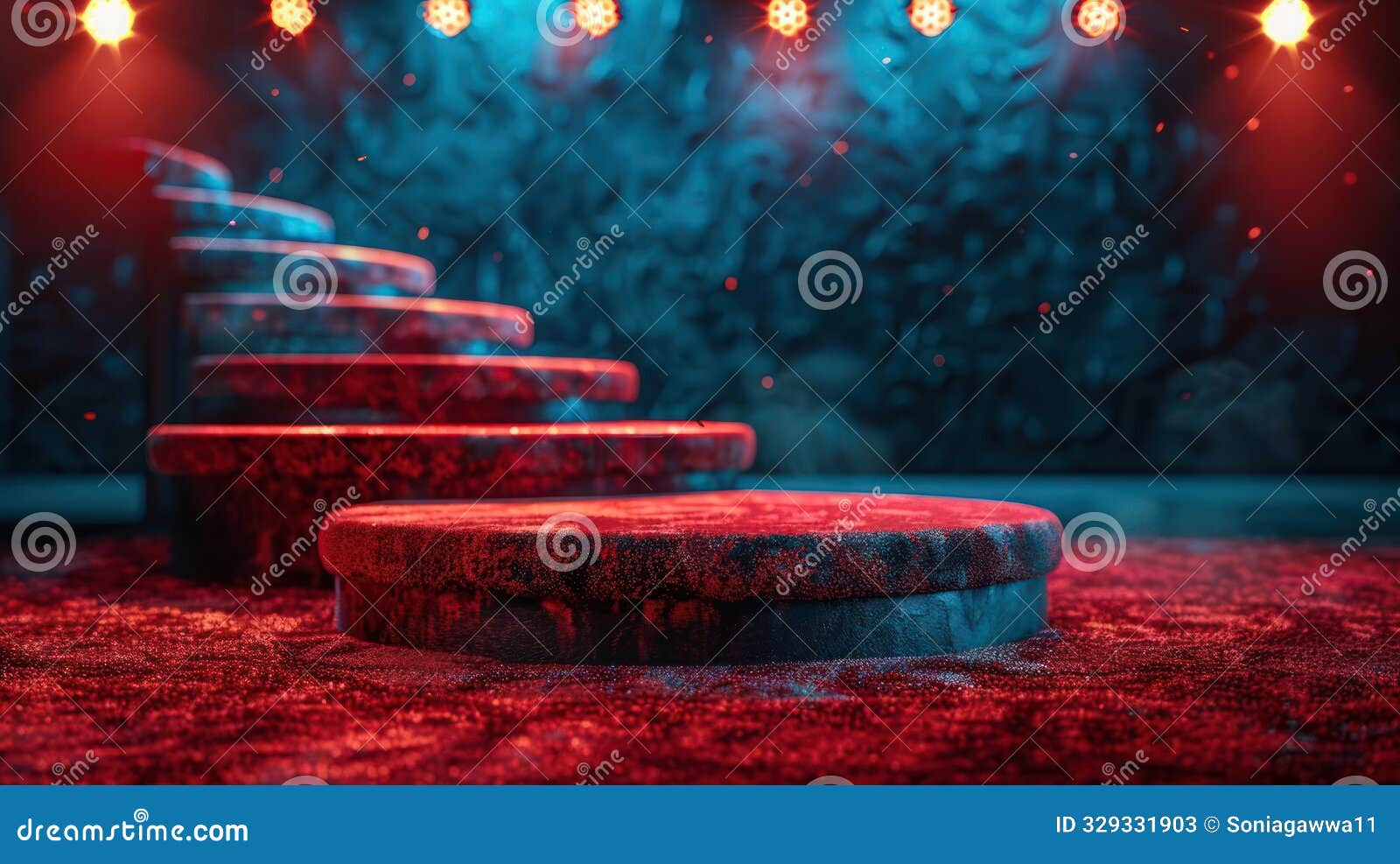 A Red and Blue Stage with a Red Step Stock Illustration - Illustration ...