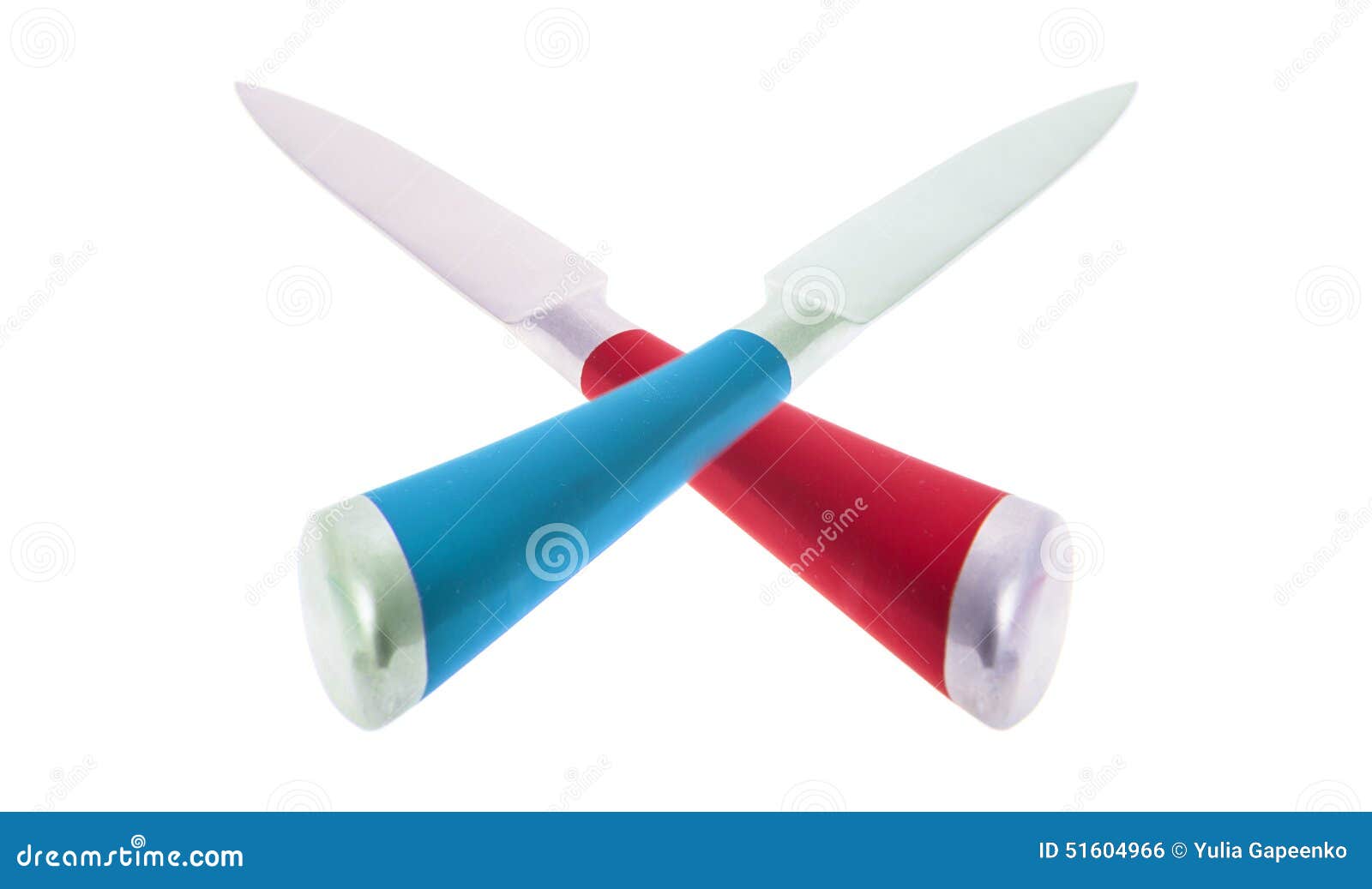 Red and Blue Steel Kitchen Knife. Isolated Stock Photo - Image of ...