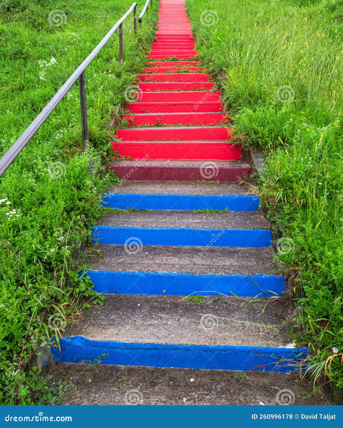 Red and blue steps stock photo. Image of garden, environment - 260996178