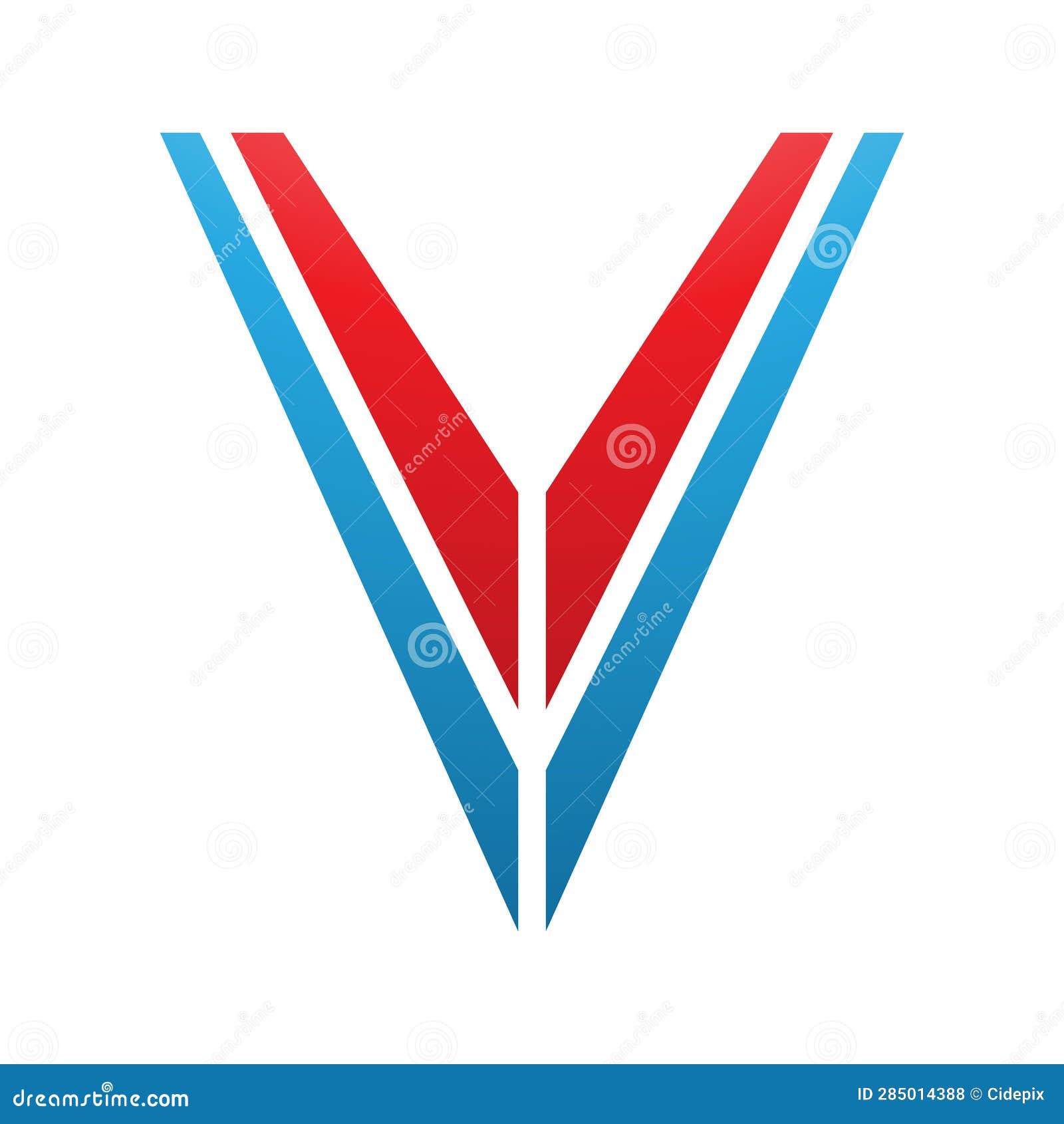 Red and Blue Striped Shaped Letter V Icon Stock Vector - Illustration ...