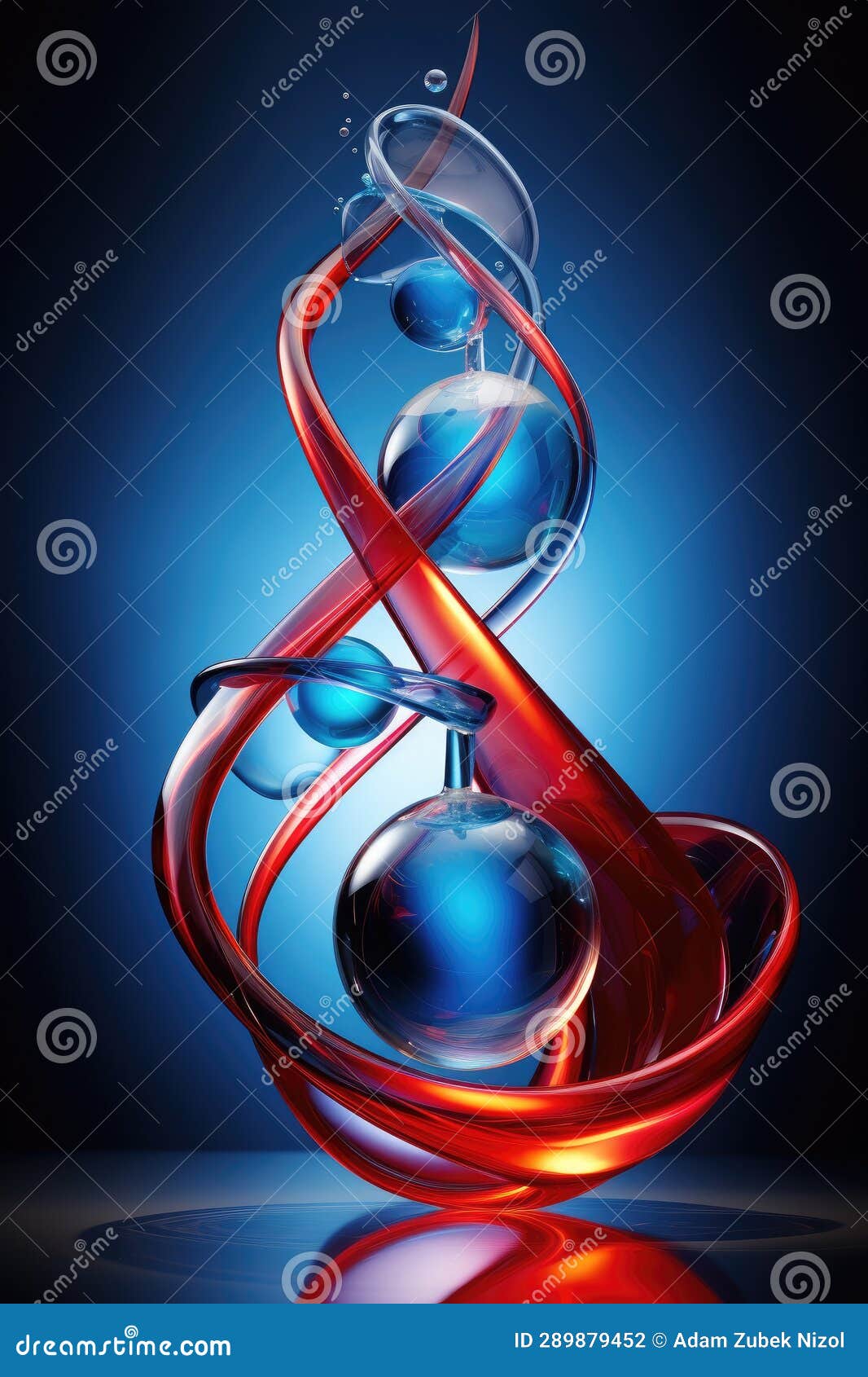 A Red and Blue Swirly Spiral with Glass Balls Stock Illustration ...