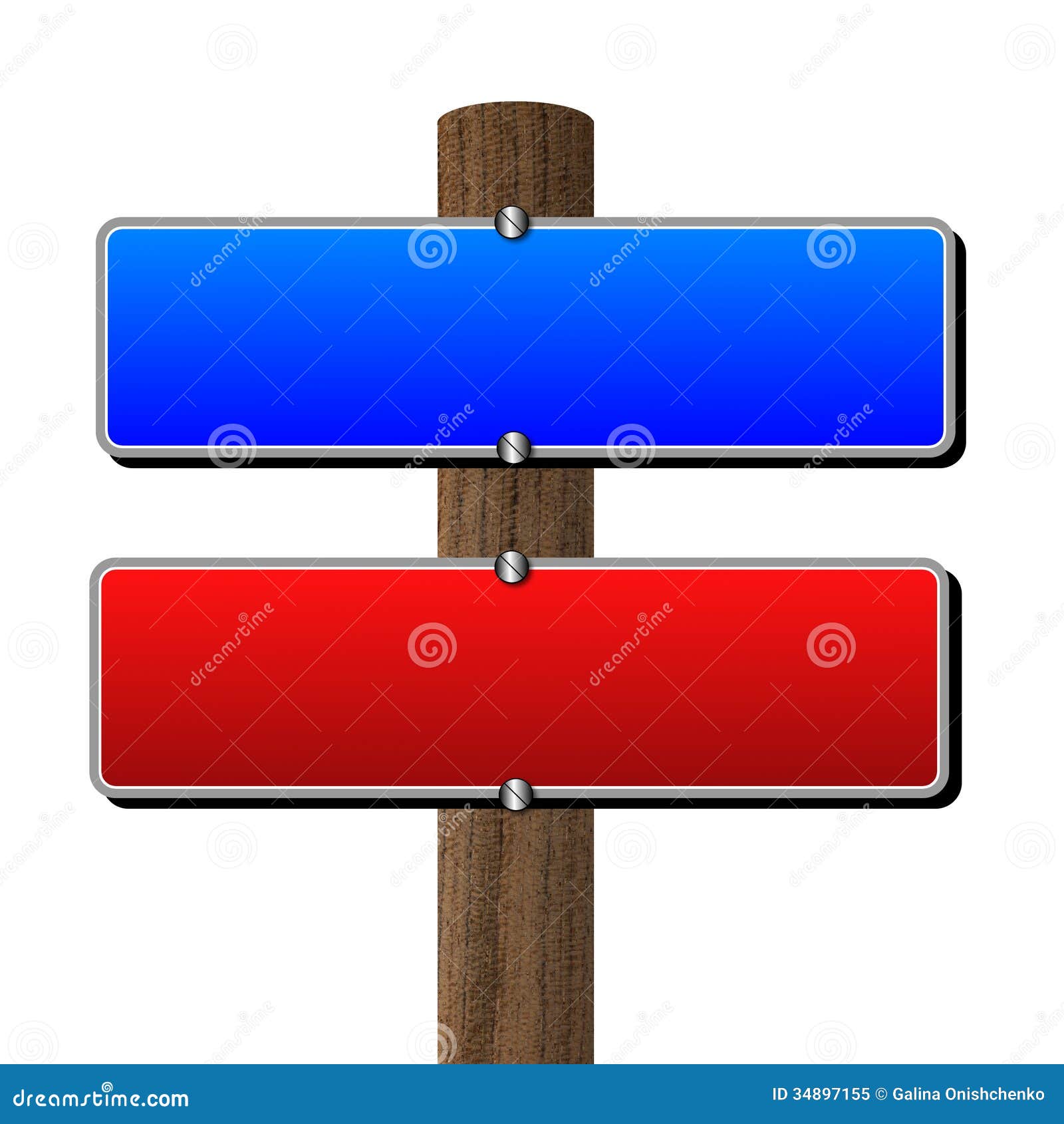 Red and Blue Table on a Wooden Post Stock Illustration - Illustration ...