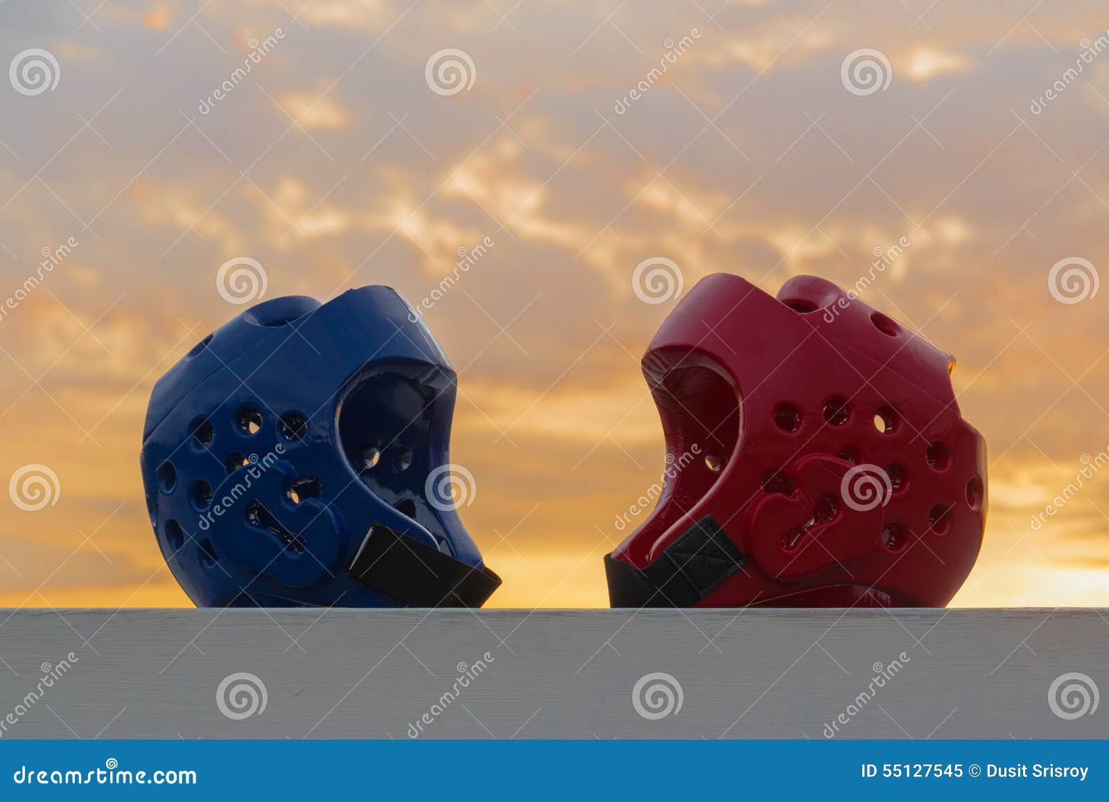 Red and Blue Taekwondo Head Guard Stock Image - Image of indoors ...