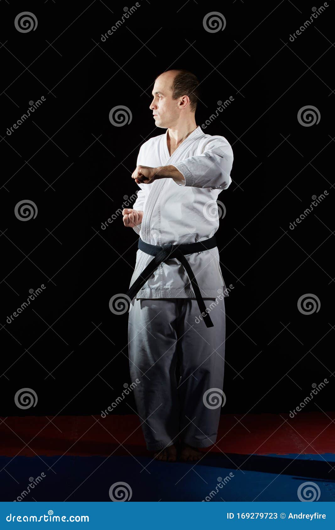 On the Red and Blue Tatami in Karategi Athlete Performs Formal ...