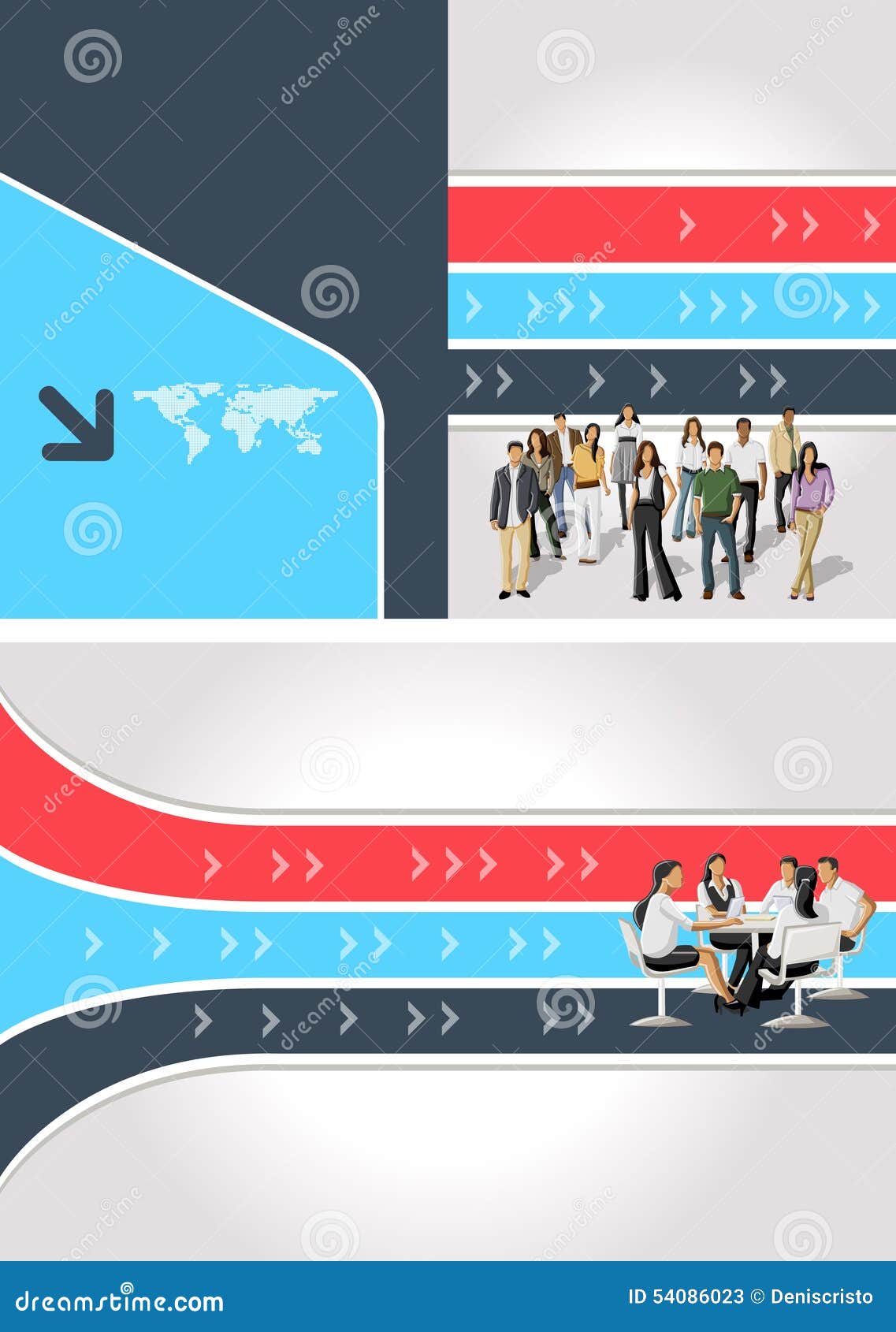 Red and Blue Template with Business People Stock Vector - Illustration ...