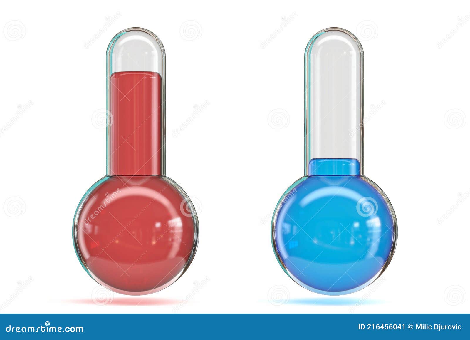 Red and Blue Thermometers 3D Stock Illustration - Illustration of ...