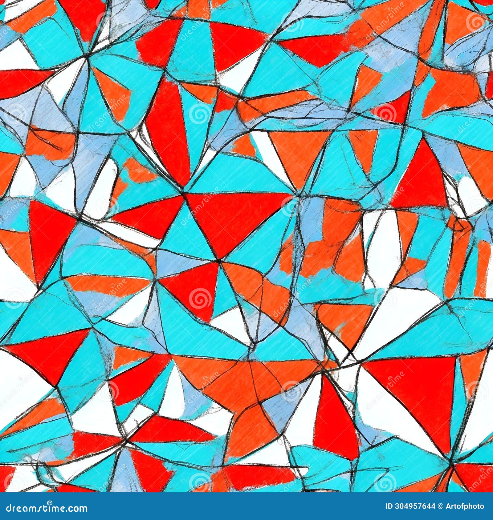 Red and Blue Triangles Painting on White Background. Generative AI ...