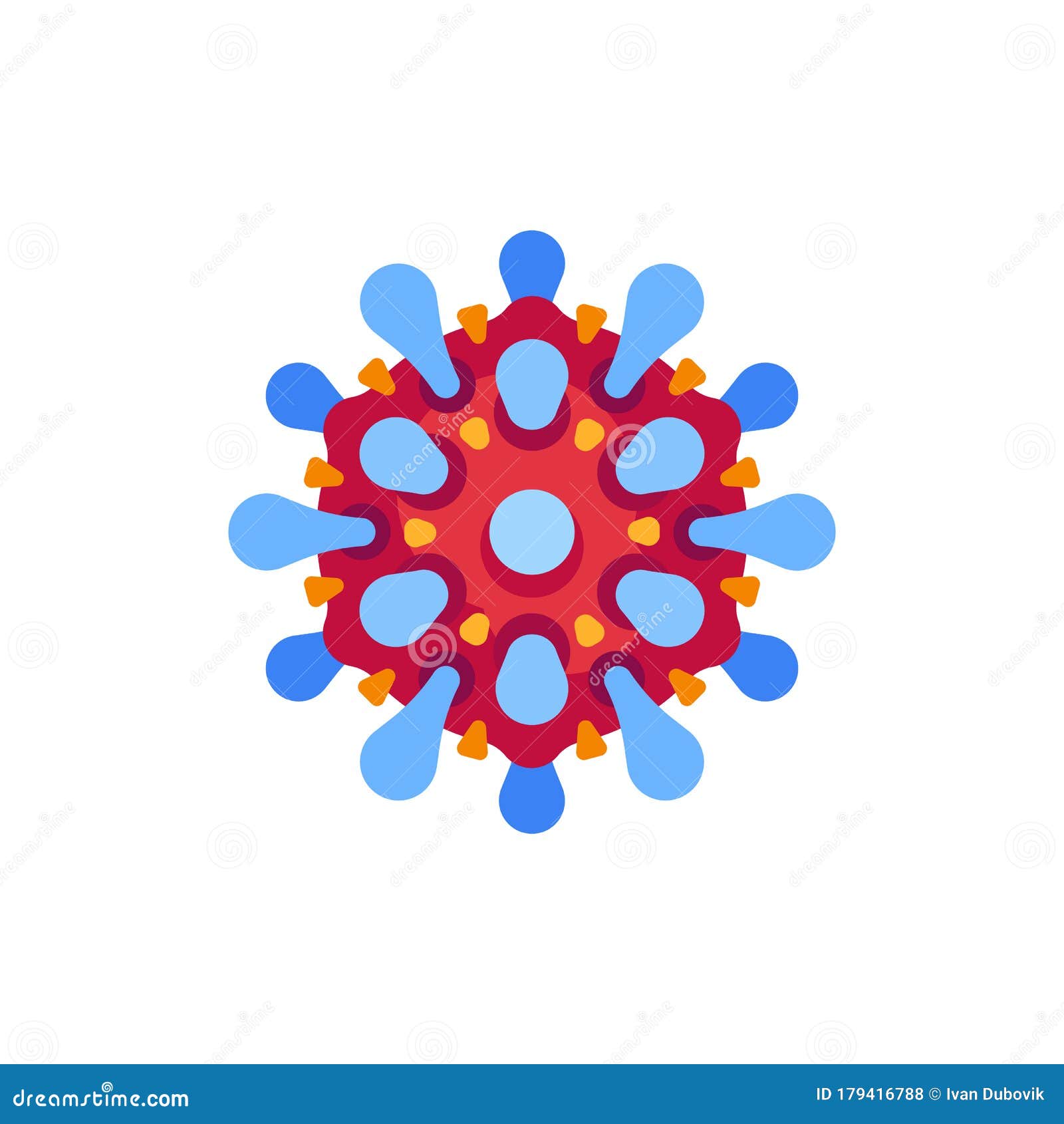 Red and Blue Virus Flat Icon. SARS-CoV-2 Novel Coronavirus Vector ...