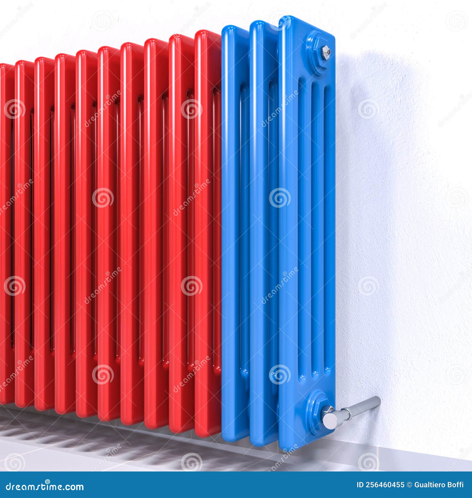 Red and Blue Wall Heater in White Empty Interior Stock Illustration ...