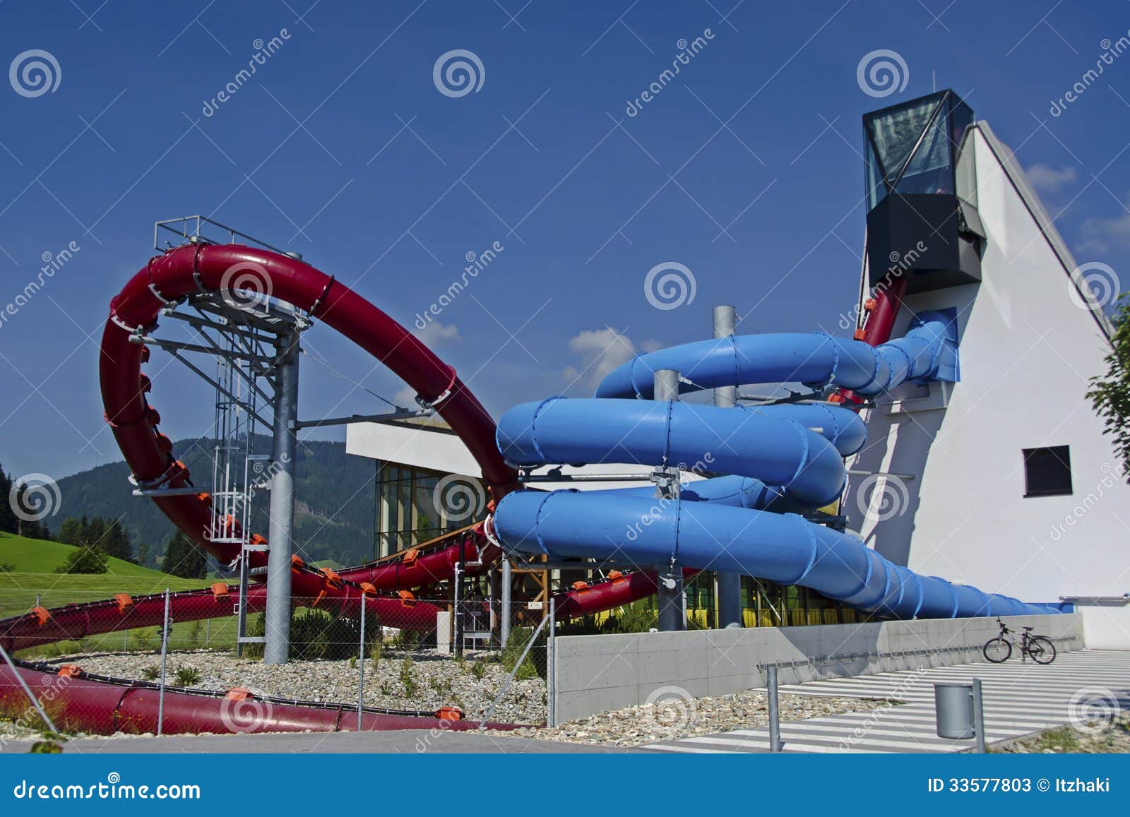 Red and blue water slide stock image. Image of sliding - 33577803