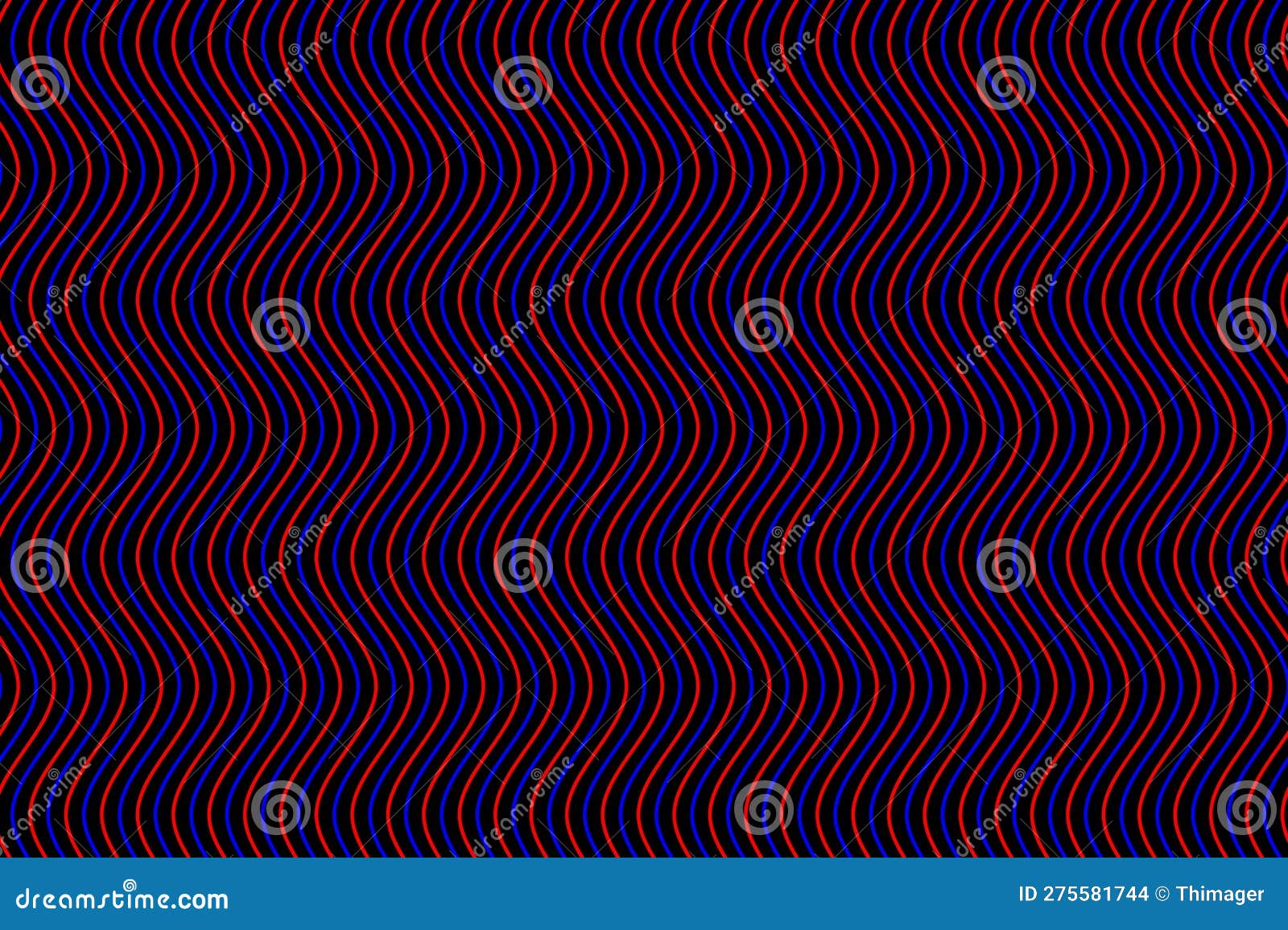 Red and Blue Water Wave Lines Repeating Pattern on Black Background ...