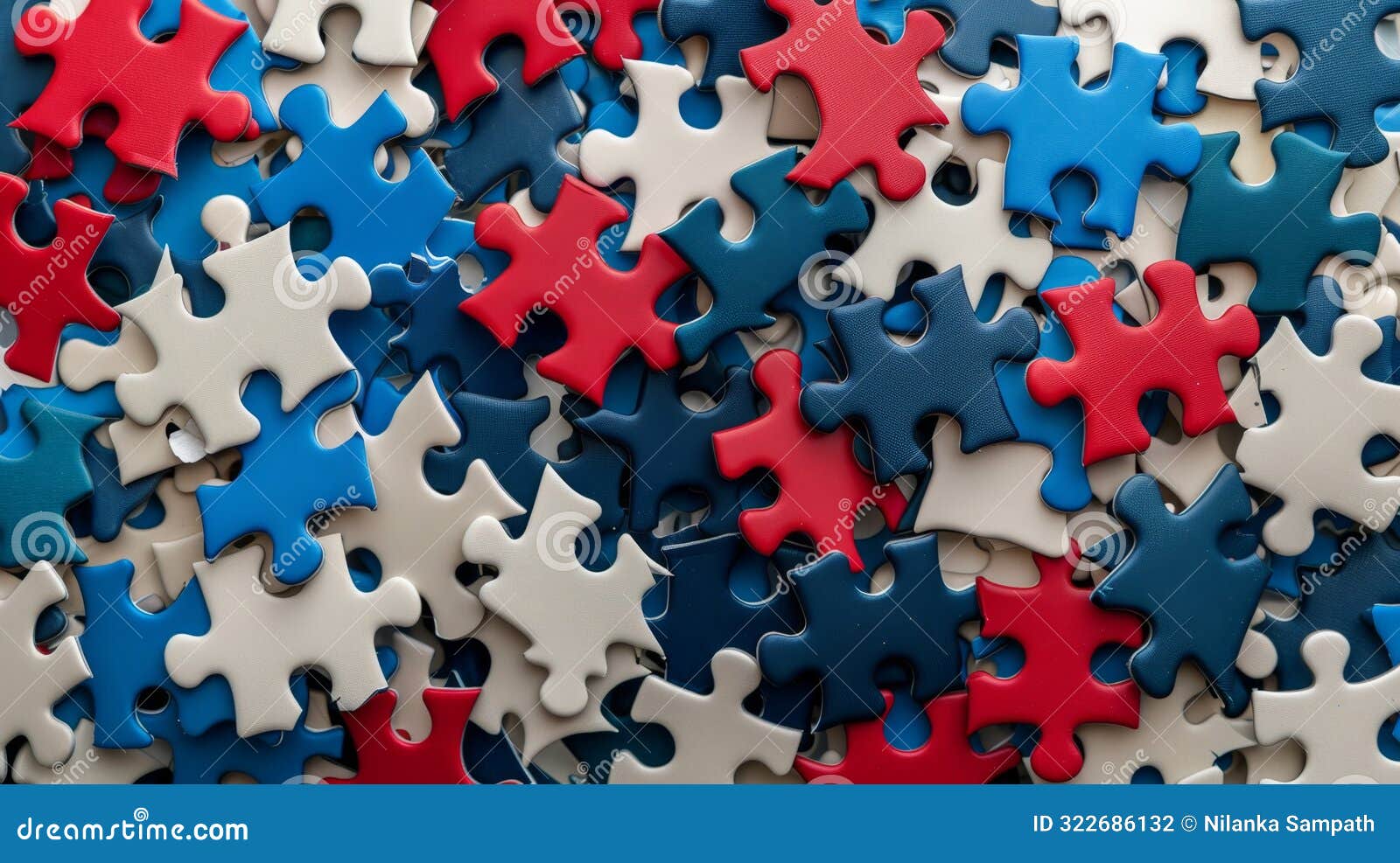Red Blue and White Jigsaw Puzzle Pieces Background Stock Illustration ...