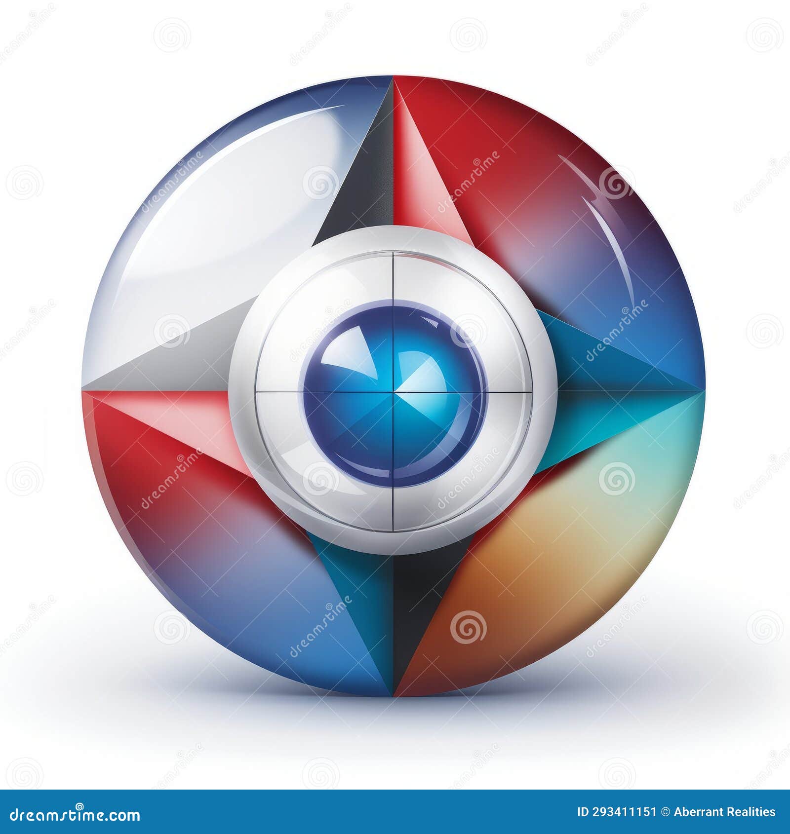 A Red Blue and White Star with an Eye in the Center Stock Illustration ...