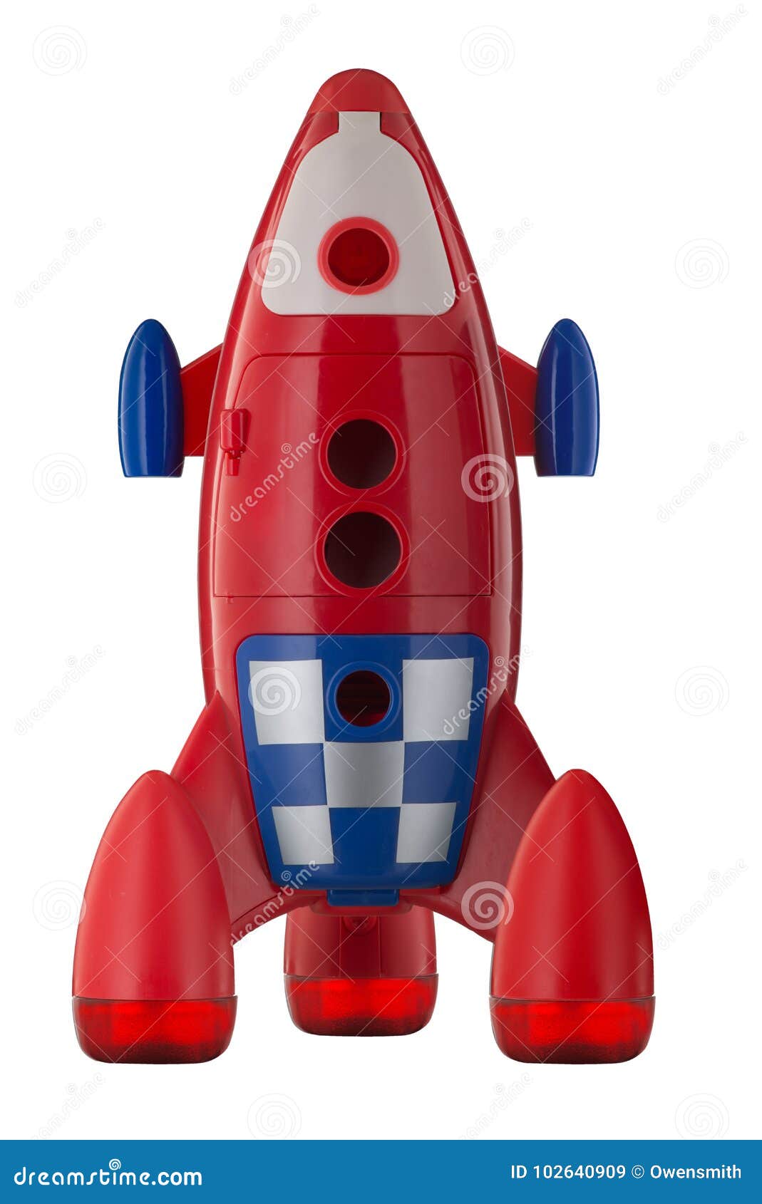 Red Blue and White Toy Plastic Childs Rocket Stock Illustration ...