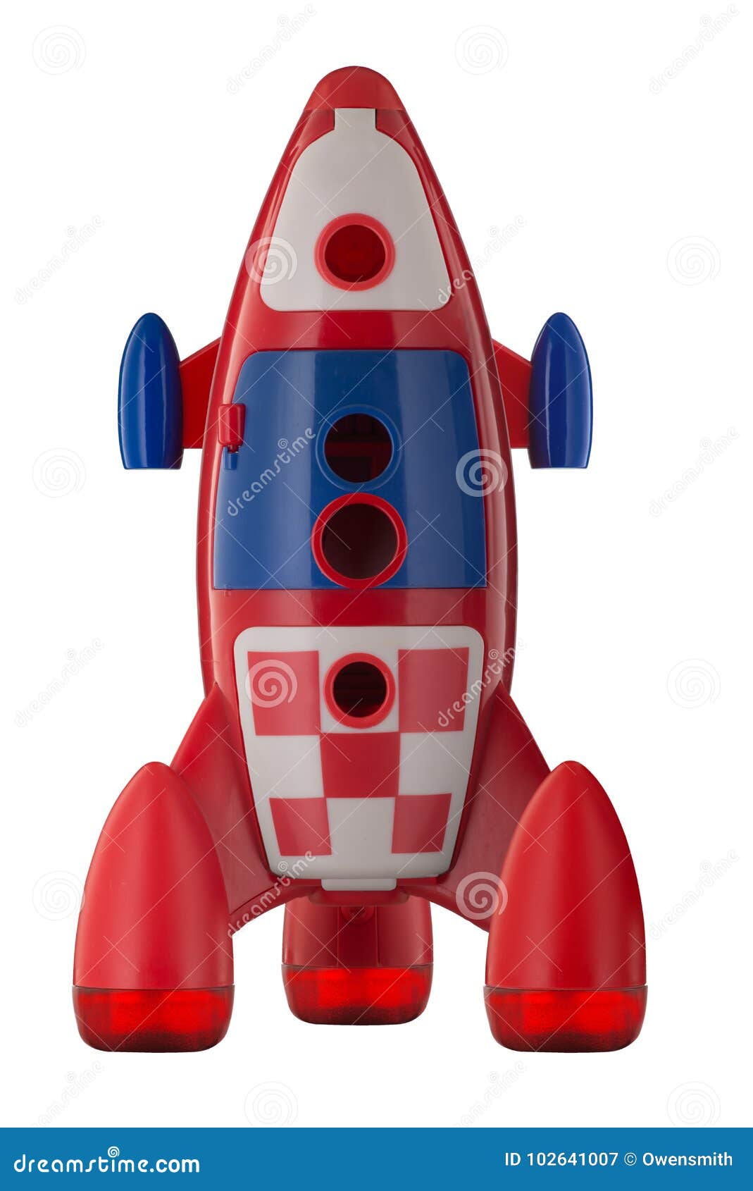 Red Blue and White Toy Plastic Childs Rocket Stock Illustration ...