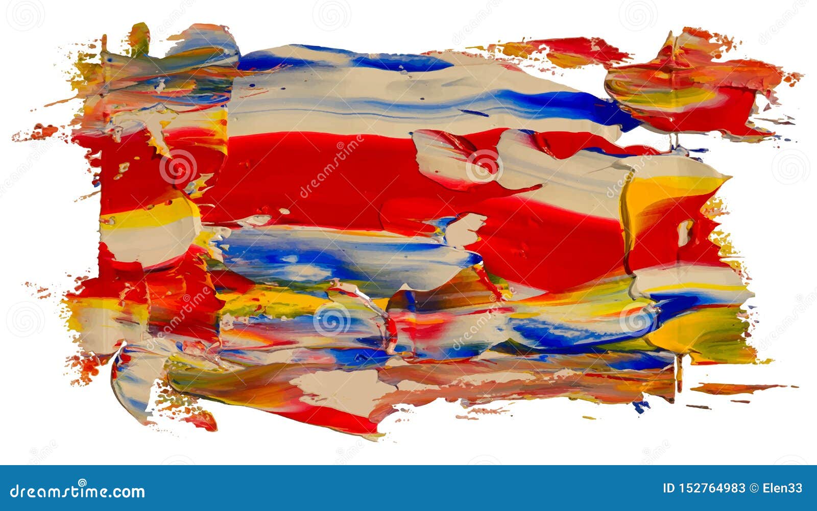 Red, Blue, White and Yellow, Rectangular Vector Oil Brush Stroke. Stock ...
