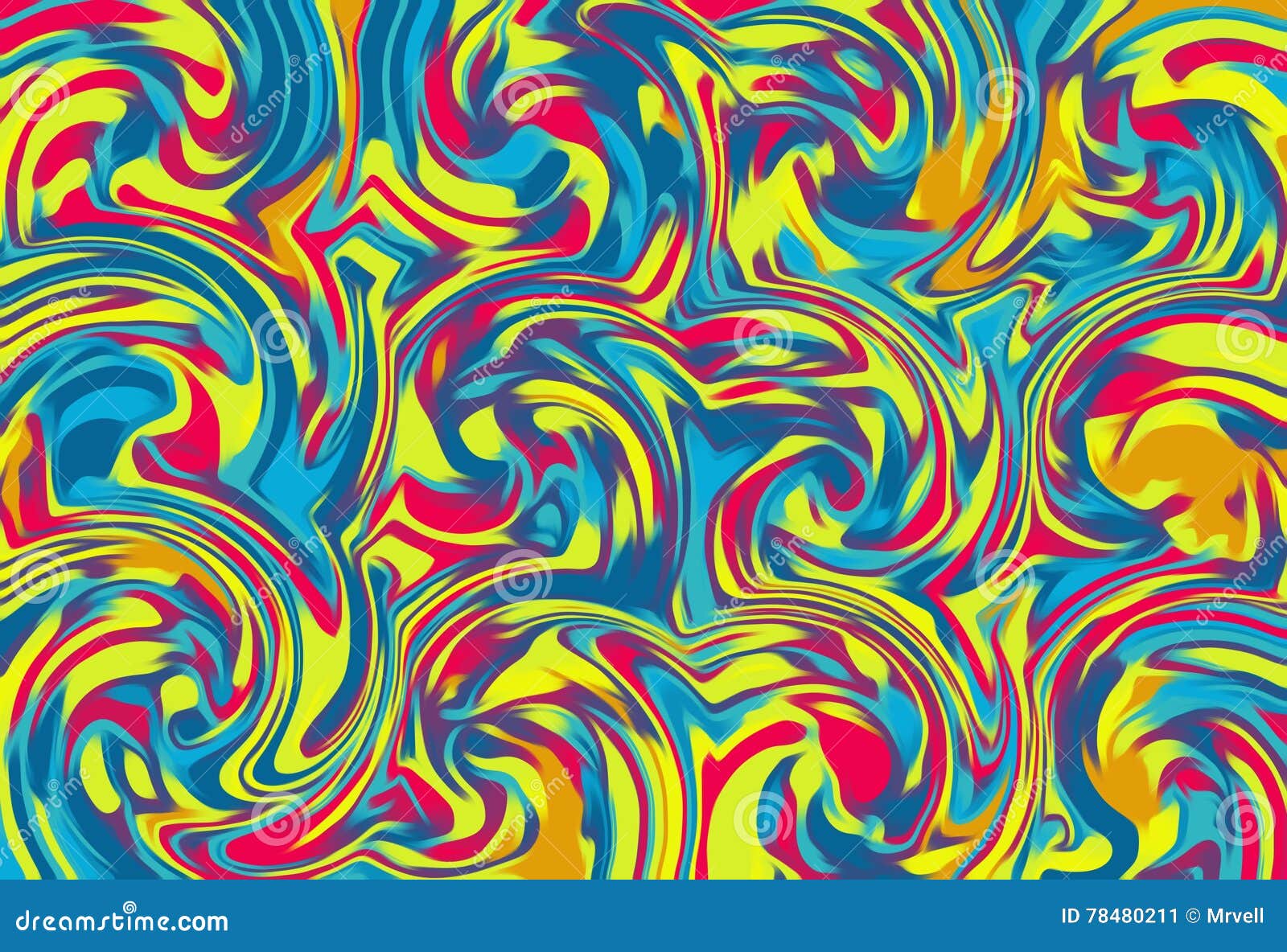 Red Blue and Yellow Curly Painting Stock Illustration - Illustration of ...