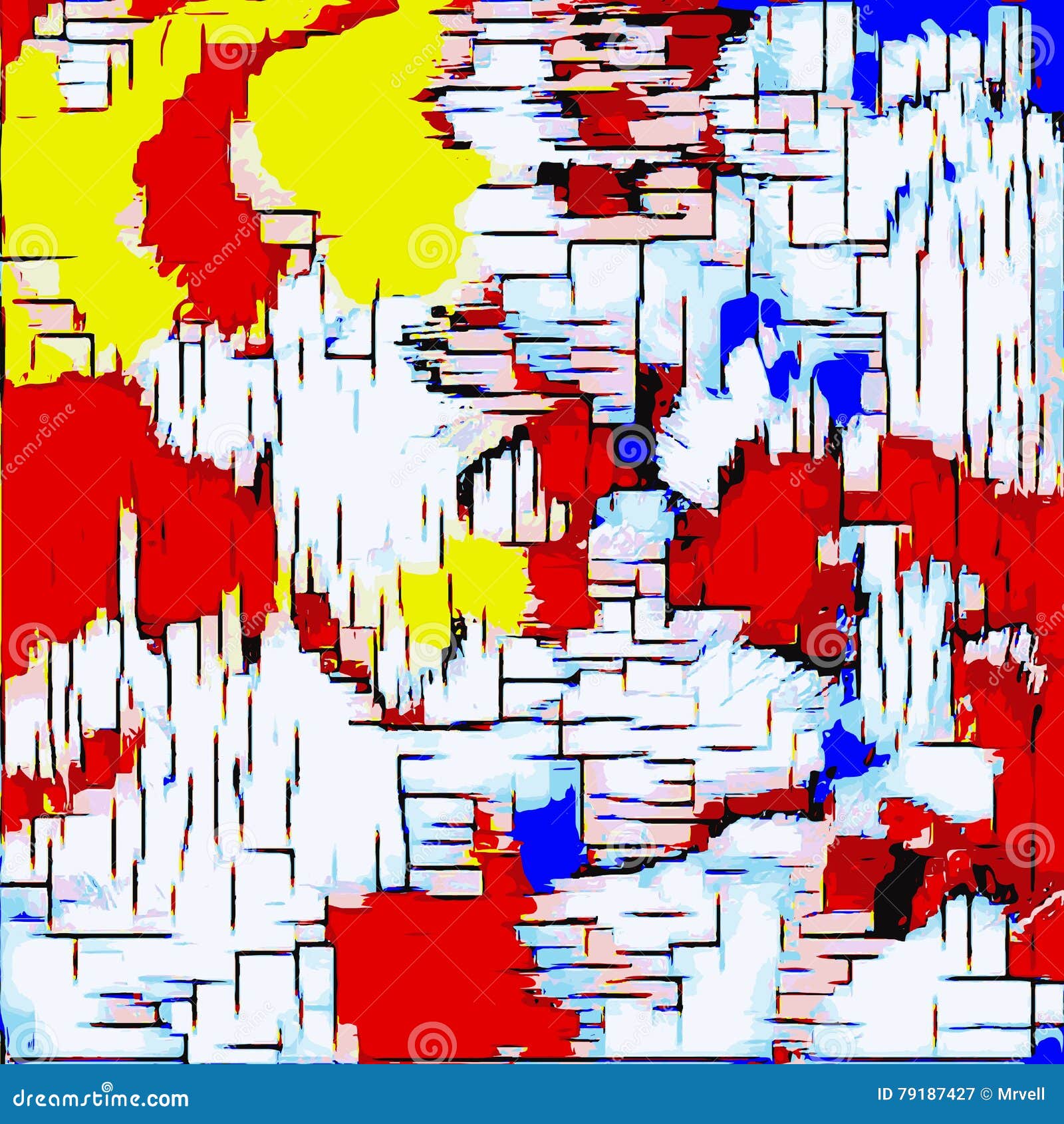 Red Blue and Yellow Drawing Abstract Stock Illustration - Illustration ...