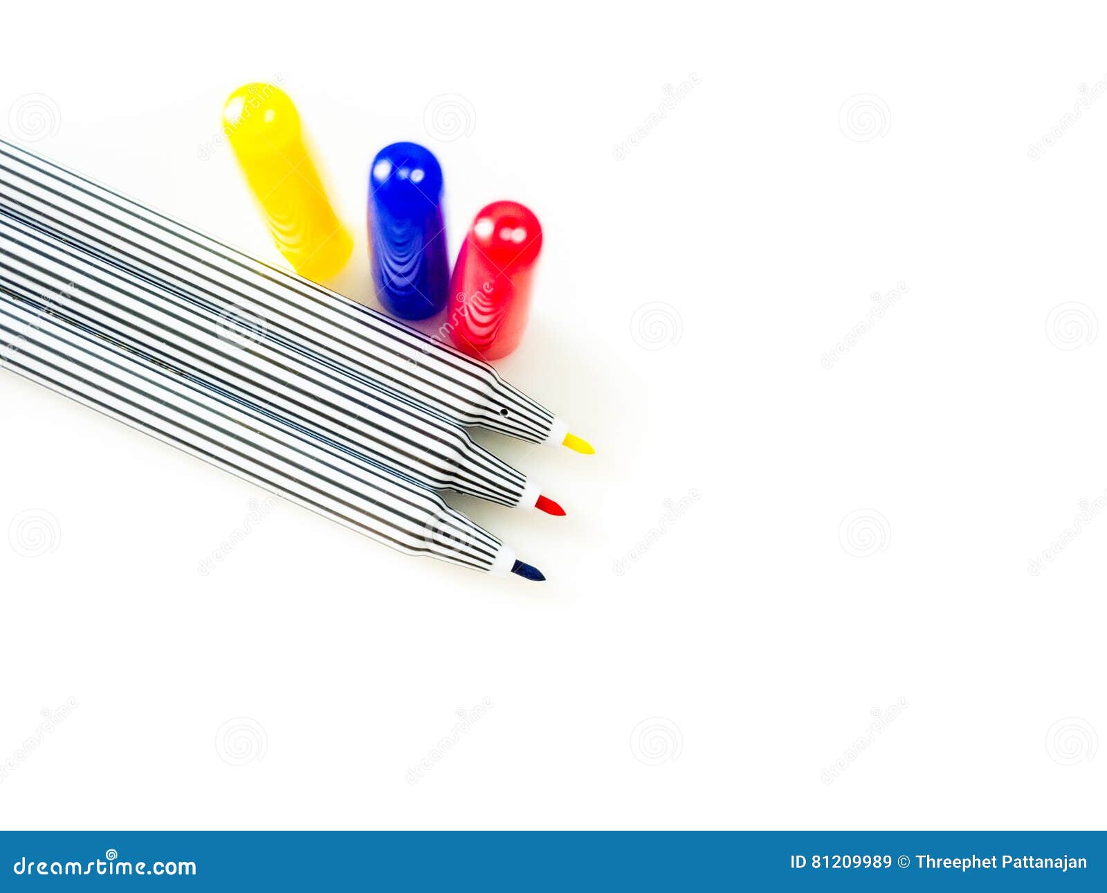 Red, Blue, Yellow Magic Pen on White Background Stock Image - Image of ...