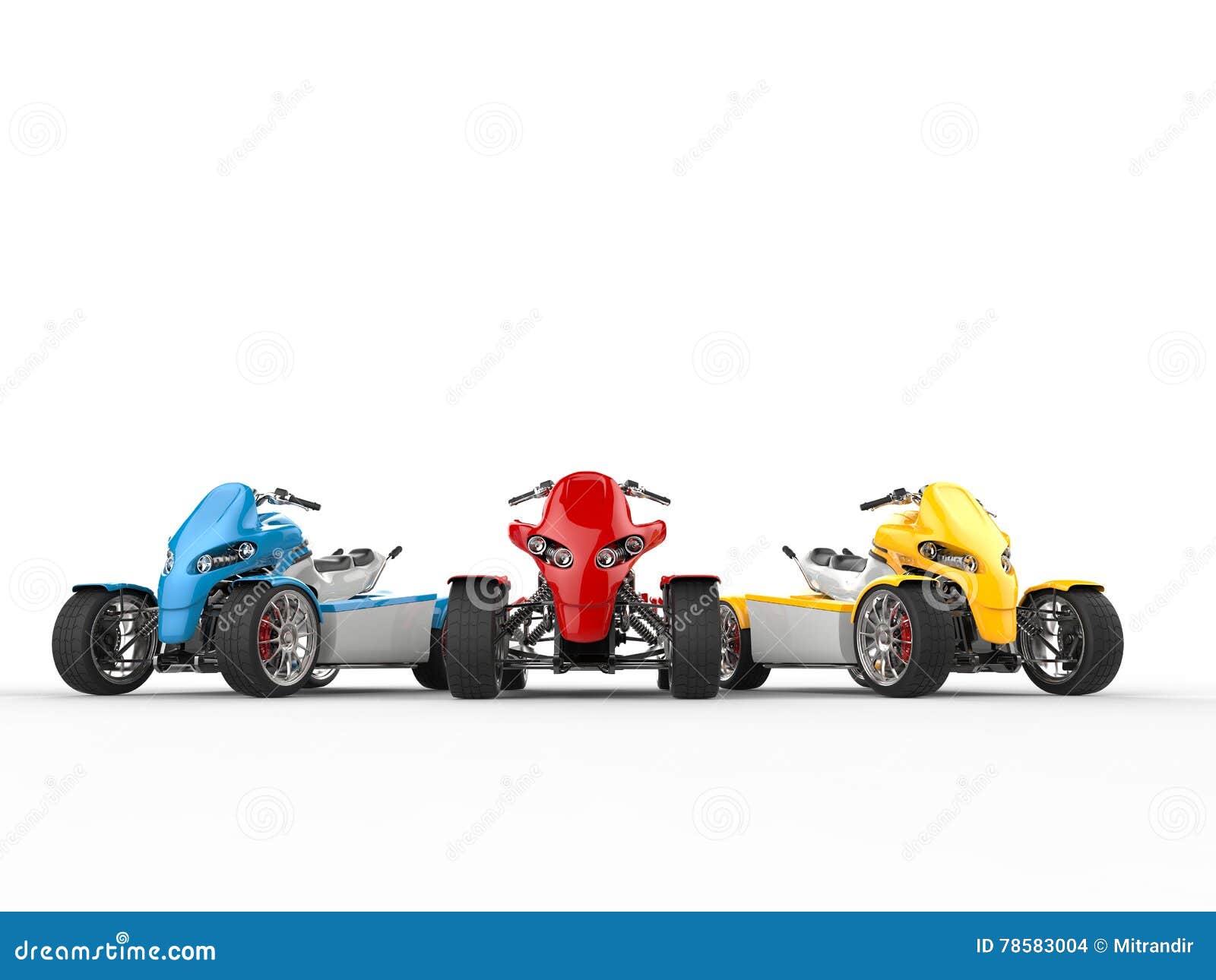 Yellow And Red Quad Bikes - Top Side View Stock Photography ...